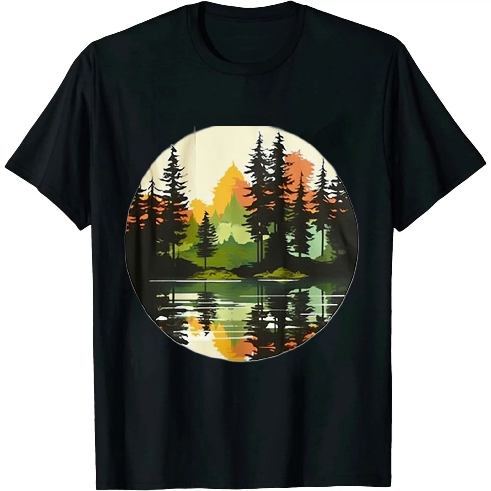 Nature Trees Reflection Outdoor Wildlife Forest T-Shirt 0409 - Walmart.com