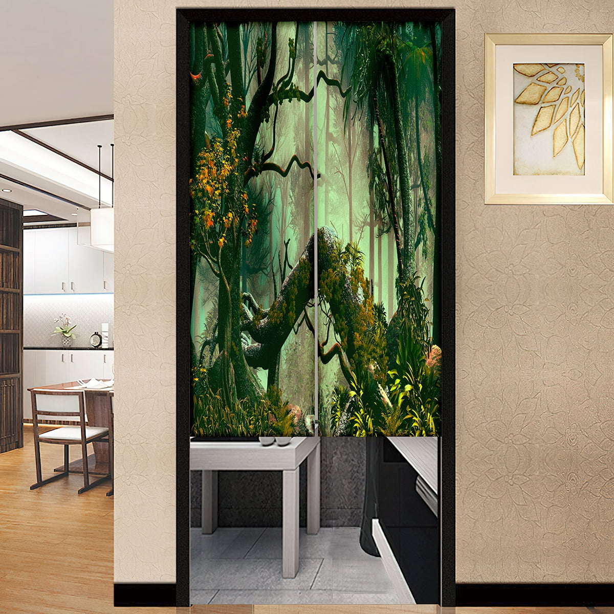 Nature Tropical Jungle Green Tree Landscape Print Door Curtains ...