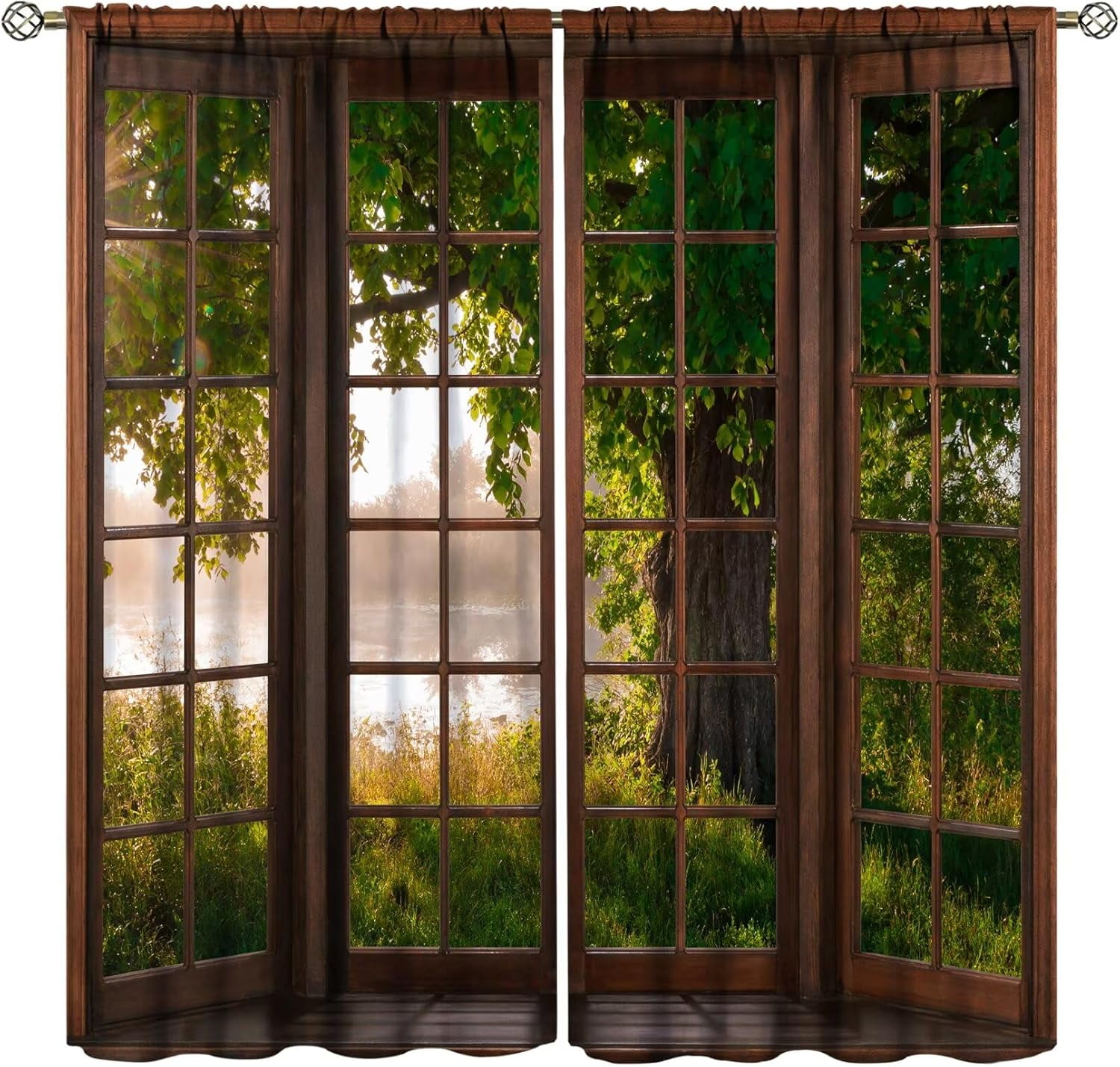 Nature Tropical Landscape Curtains Jungle Rainforest Waterfall Green ...