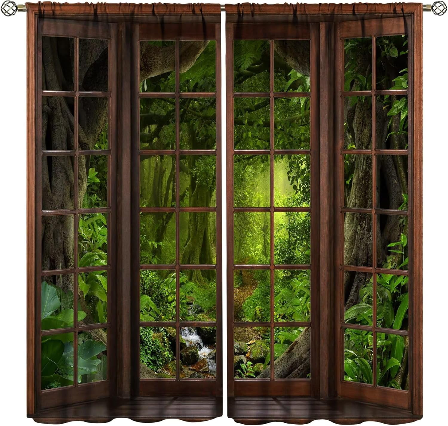Nature Tropical Landscape Curtains Jungle Rainforest Waterfall Green ...