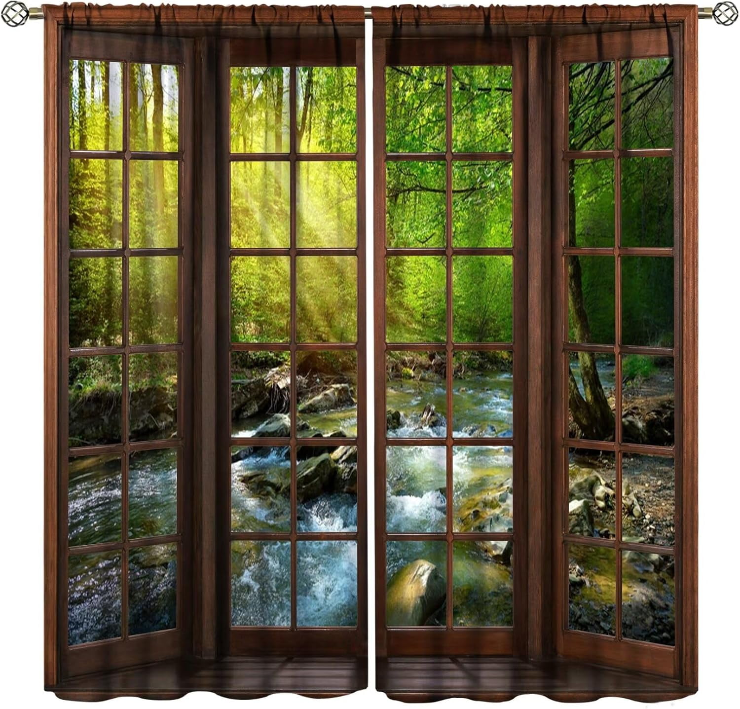 Nature Tropical Landscape Curtains Jungle Rainforest Waterfall Green ...