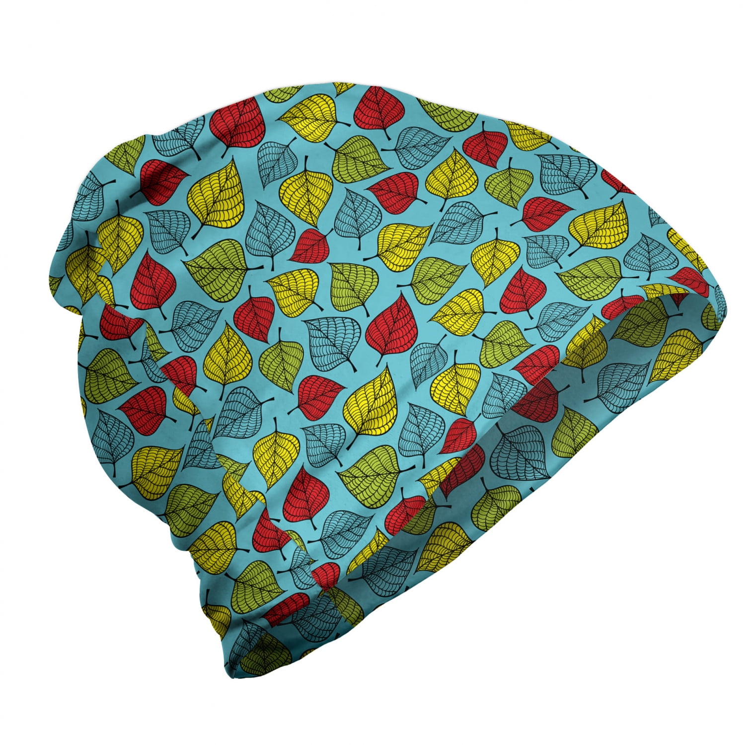 Nature Unisex Beanie, Falling Leaves on Blue, Hiking Outdoors ...