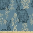 Ambesonne Nature Fabric by the Yard Upholstery, Rabbits and Flowers ...