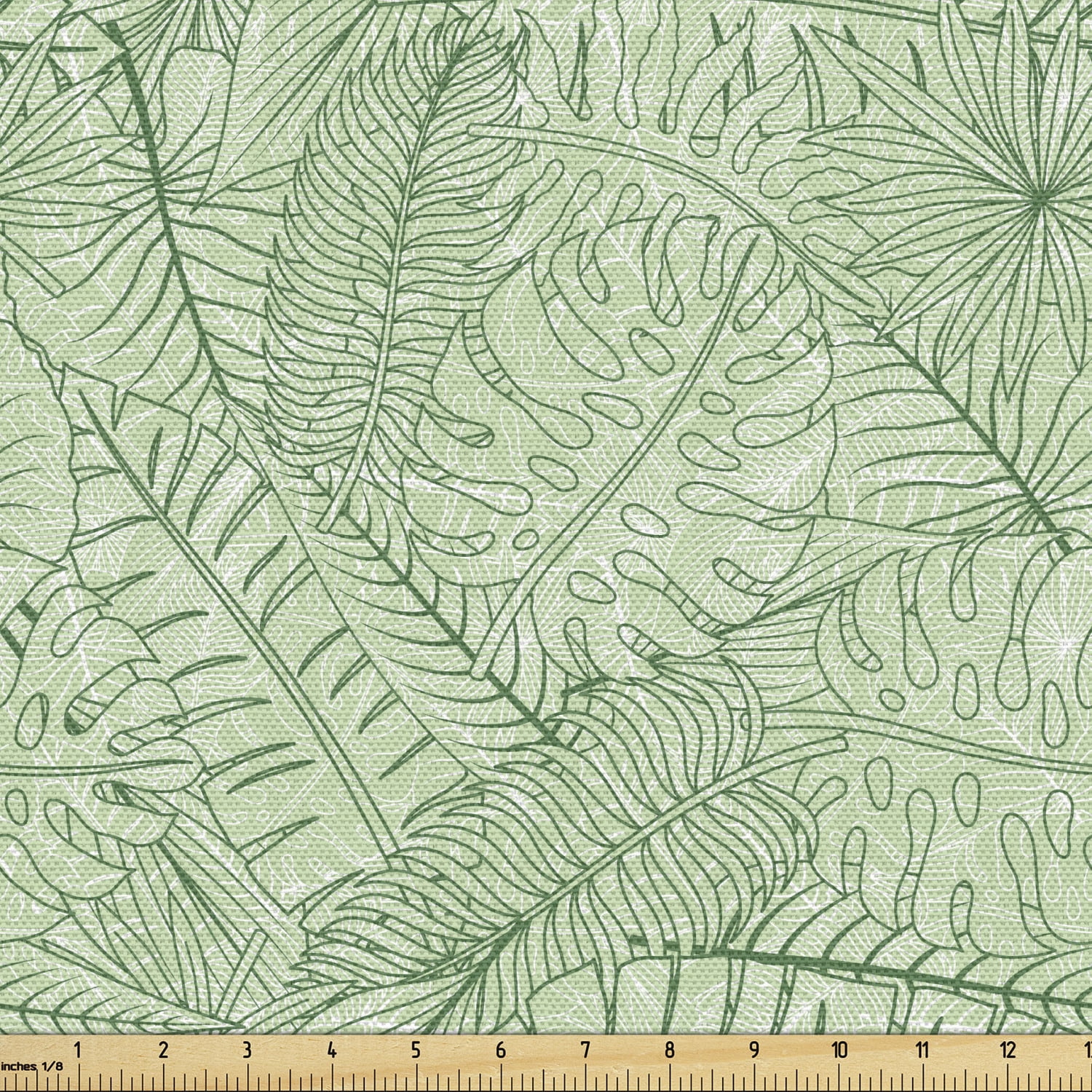 Ambesonne Nature Fabric by the Yard Upholstery, Cluttered Leaves ...