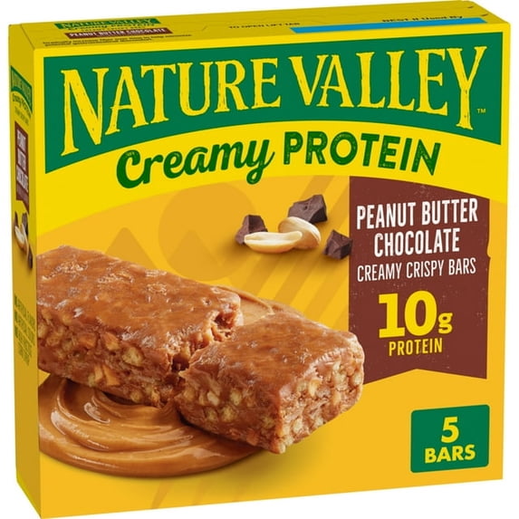 Nature Valley Creamy Protein Bars, Peanut Butter Chocolate, 10g Protein ...