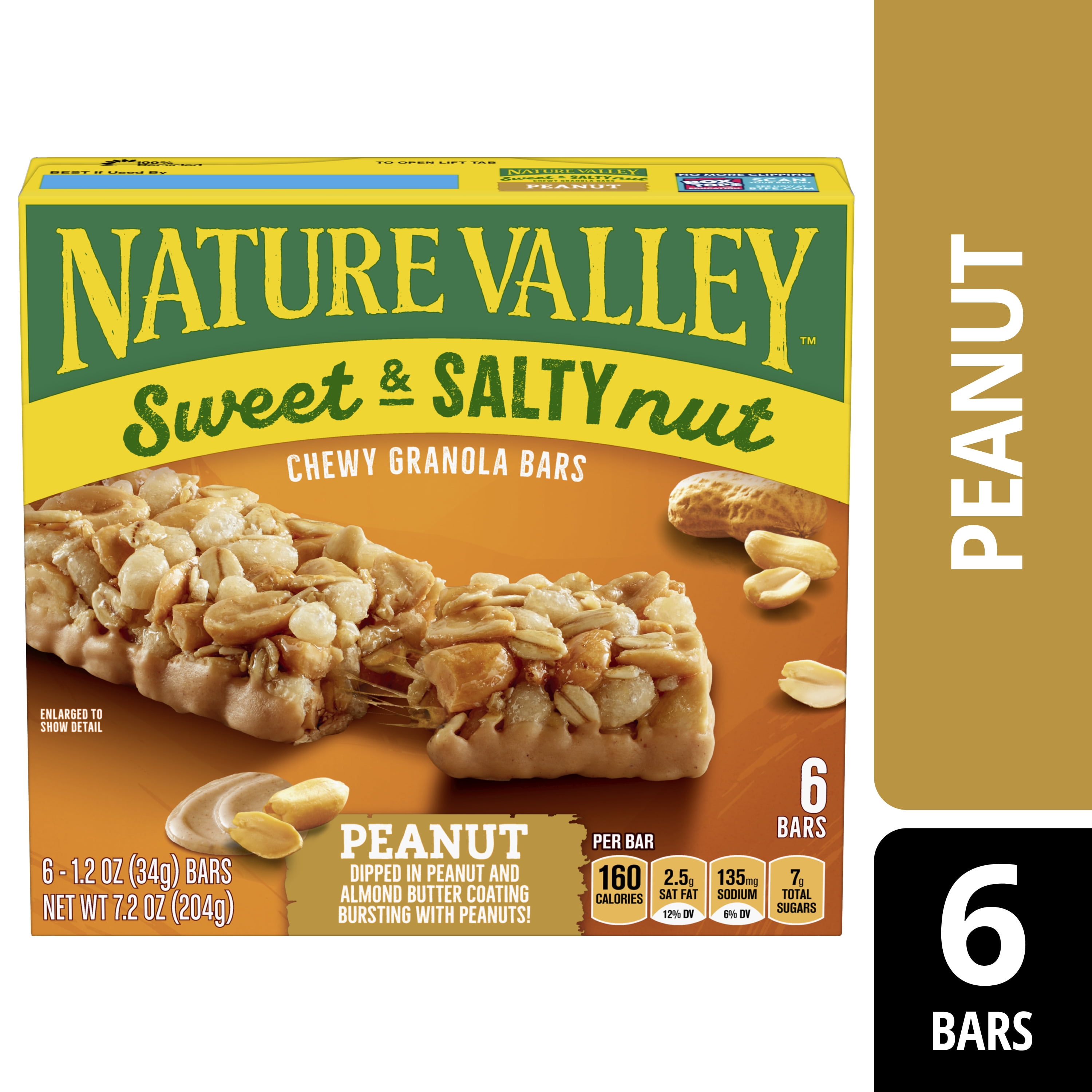 Nature Valley Granola Bars, Sweet and Salty Nut, Peanut, 6 Bars, 7.2 OZ ...