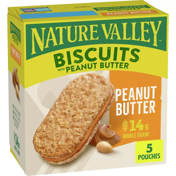 Nature Valley Peanut Butter Biscuit Sandwiches, Whole Grain Oats, 1.35oz, 5ct - Walmart.com