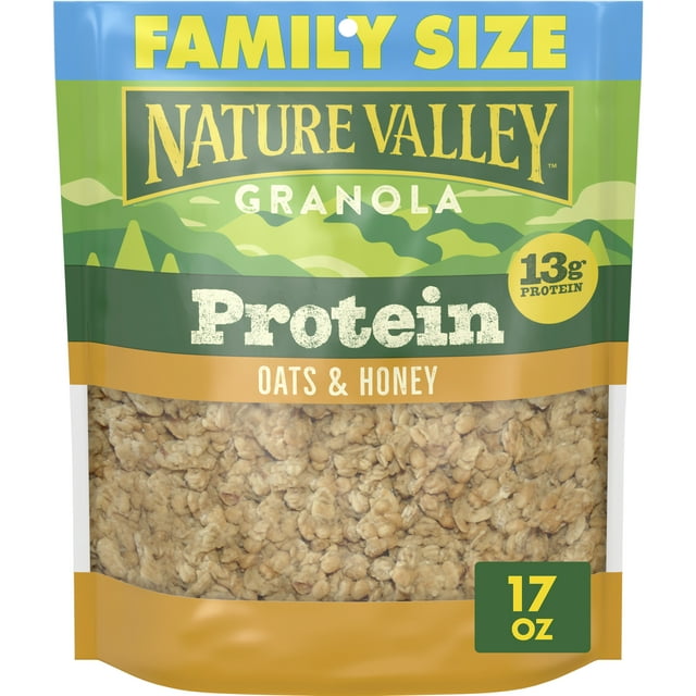 Nature Valley Crunchy Natural Cereal - Protein Granola, Oats and Honey, 17 OZ Family Size ...