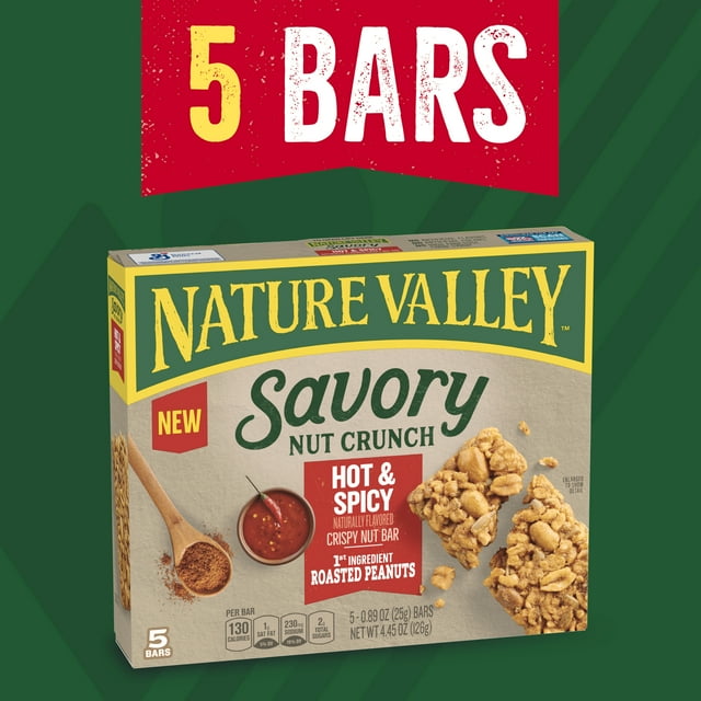 Nature Valley Savory Nut Crunch Bars, Hot and Spicy Crispy Nut Bar, 5 ...