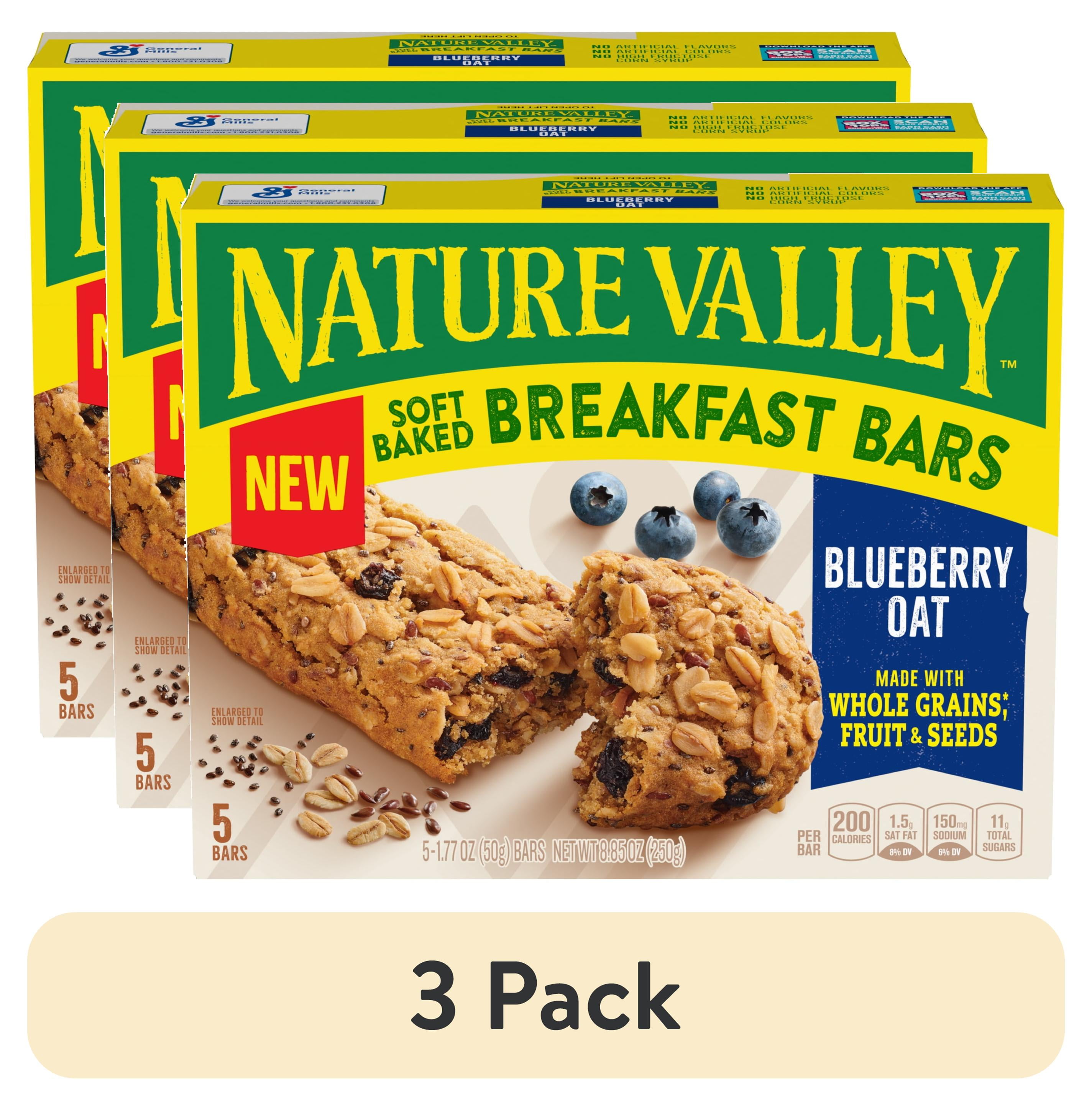 (3 pack) Nature Valley Soft Baked Breakfast Bars, Blueberry Oat ...