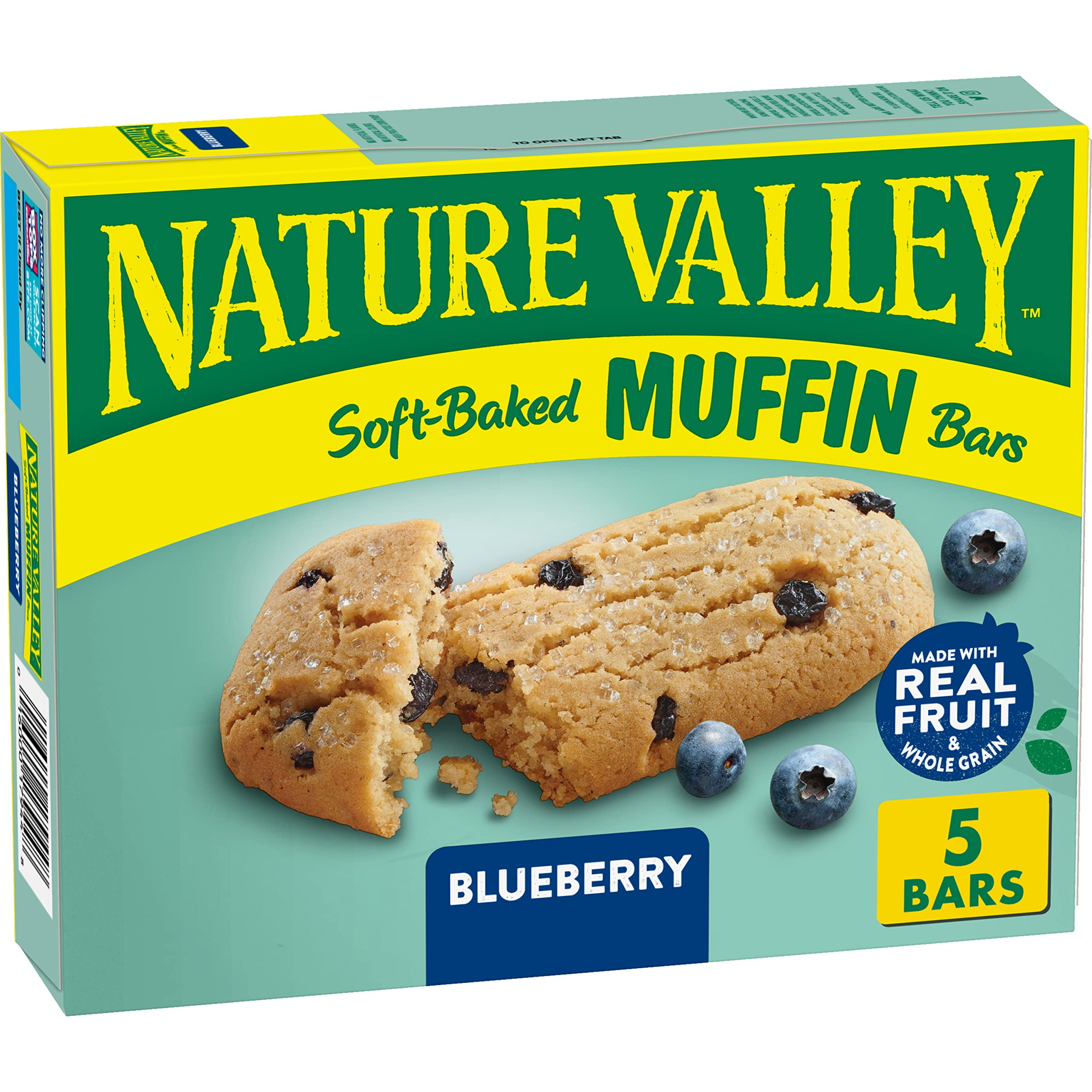Nature Valley Soft-Baked Muffin OIF8 Bars, Blueberry, Snack Bars, 5 Bars, 6.2 OZ - Walmart.com