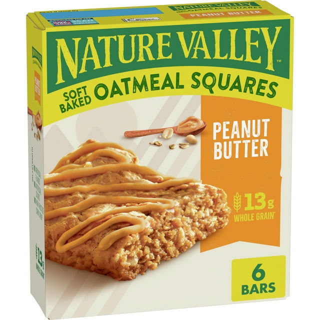 Nature Valley Soft-Baked Oatmeal Squares, Peanut Butter Breakfast Snacks, 6 ct, 7.44 OZ ...