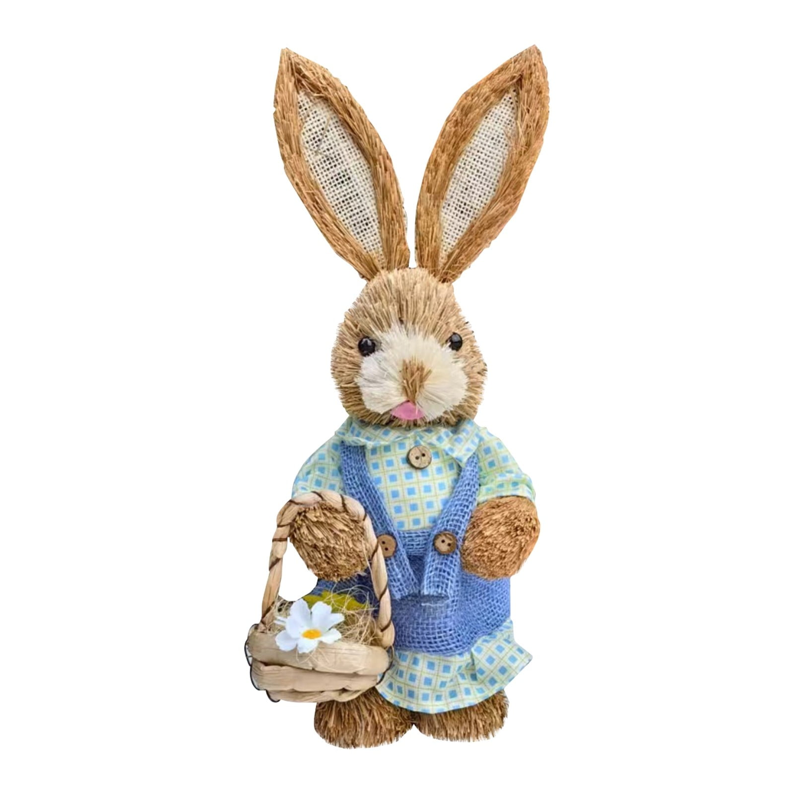 HIYOU Nature Vibe Sisal Bunny Easter Decor, 13.7" Handmade Straw Bunny ...
