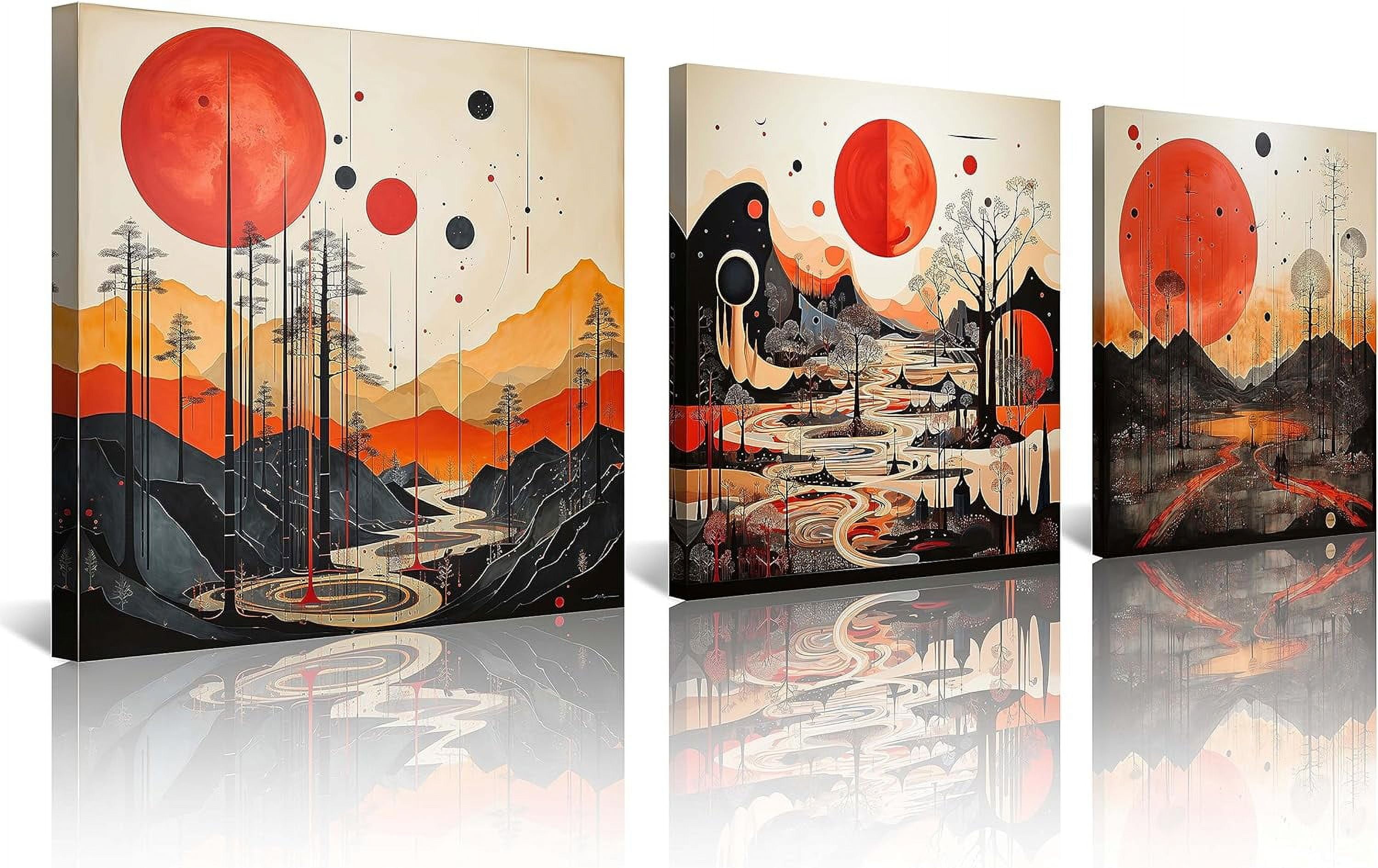 Nature Wall Art Sun Mountain Wall d Century Art Geometric Abstract ...