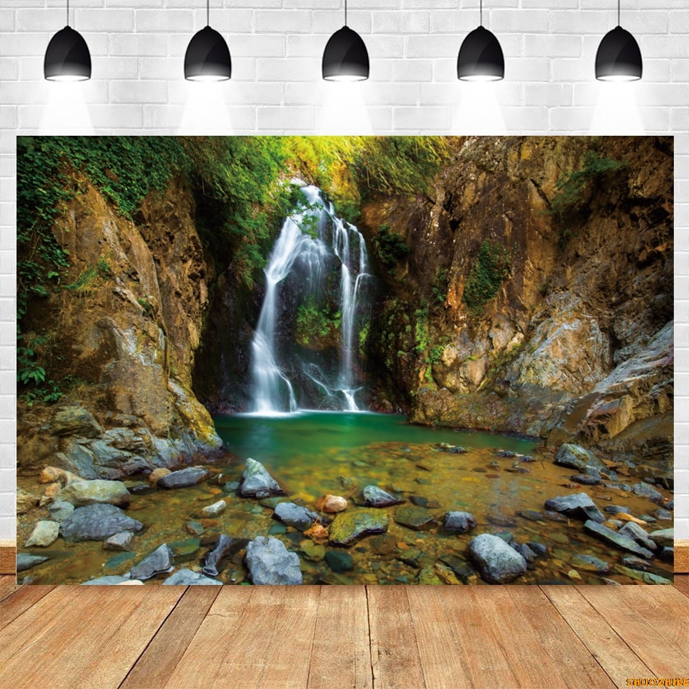 Nature Waterfall Backdrop for Photography Forest Trees River St ...