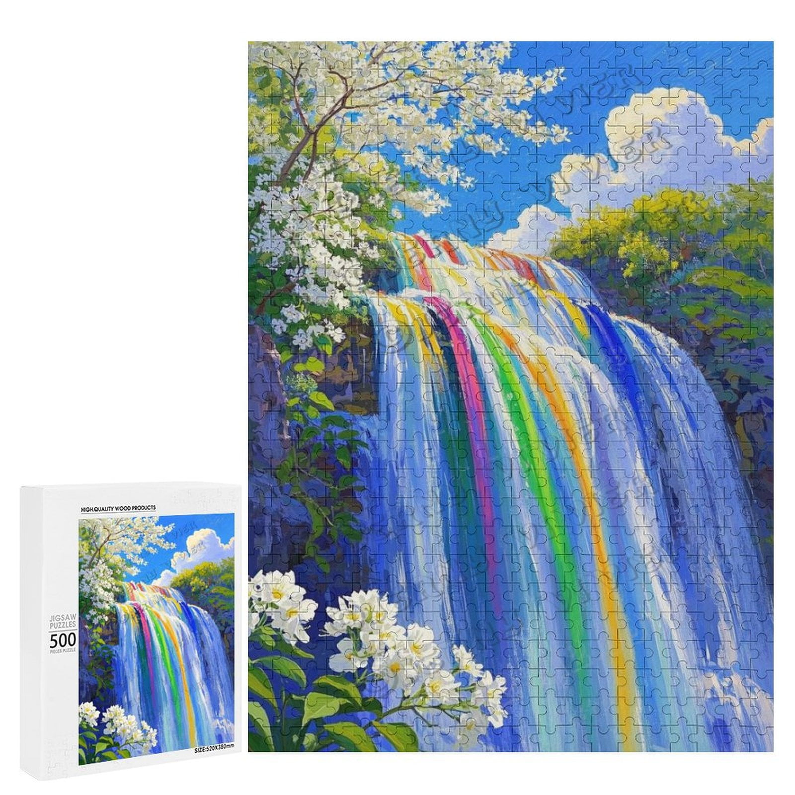 Nature Waterfall Scene 500 Piece Wooden Puzzle for Adults – Precision ...