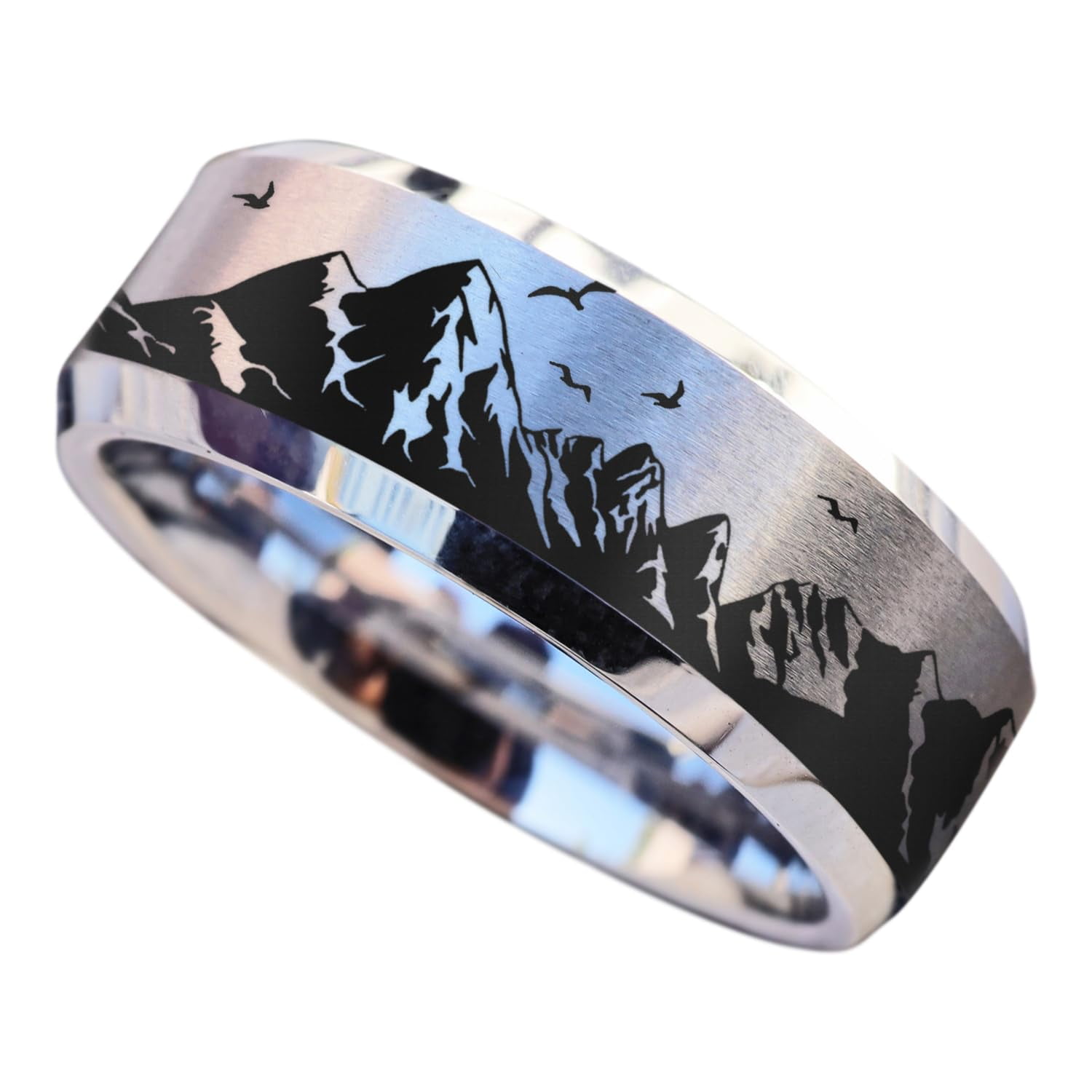 Nature Wilderness Forest Wedding Band Tree Forest Wedding Band Mountain ...