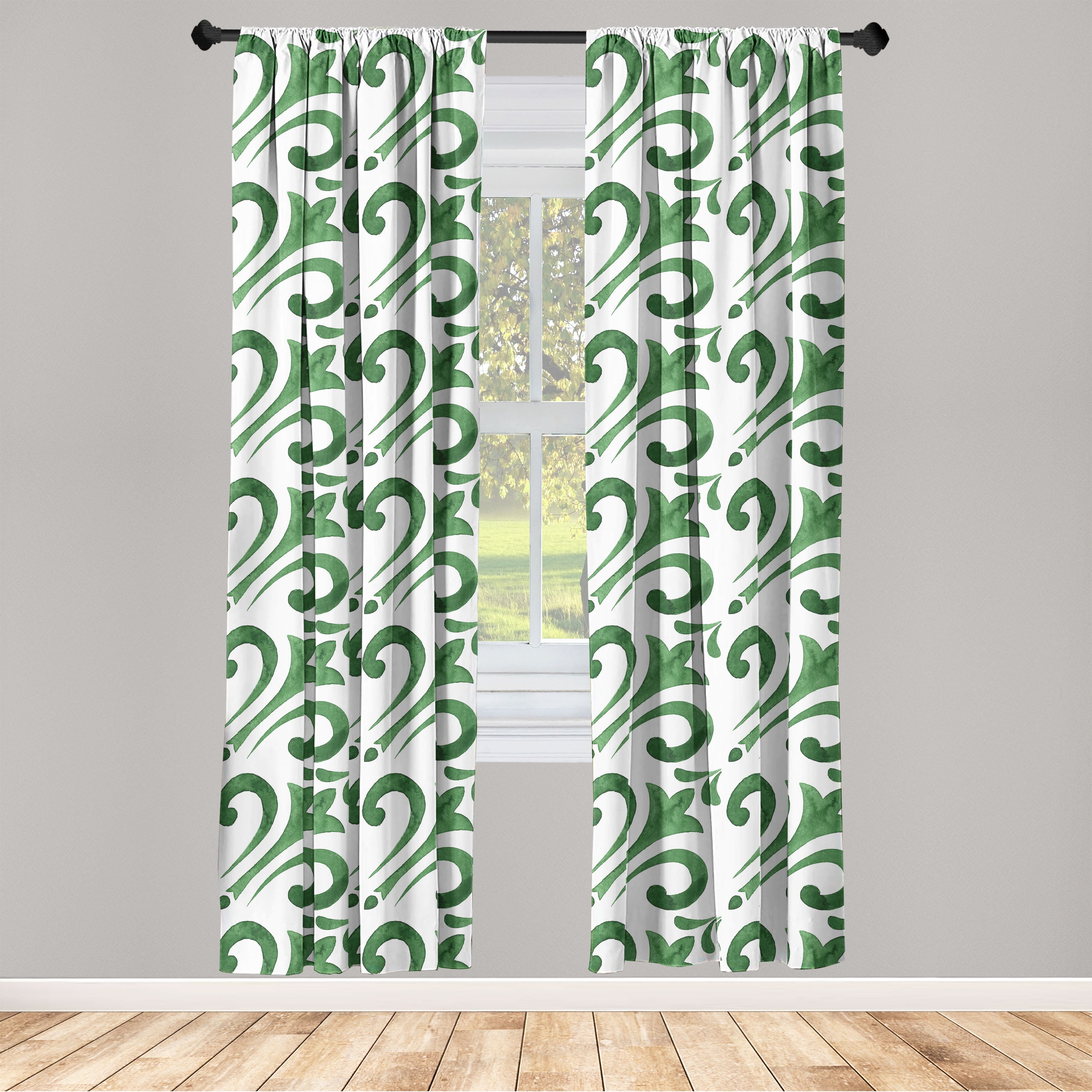 Nature Window Curtains, Botanical Inspired Abstract Shape Pattern ...