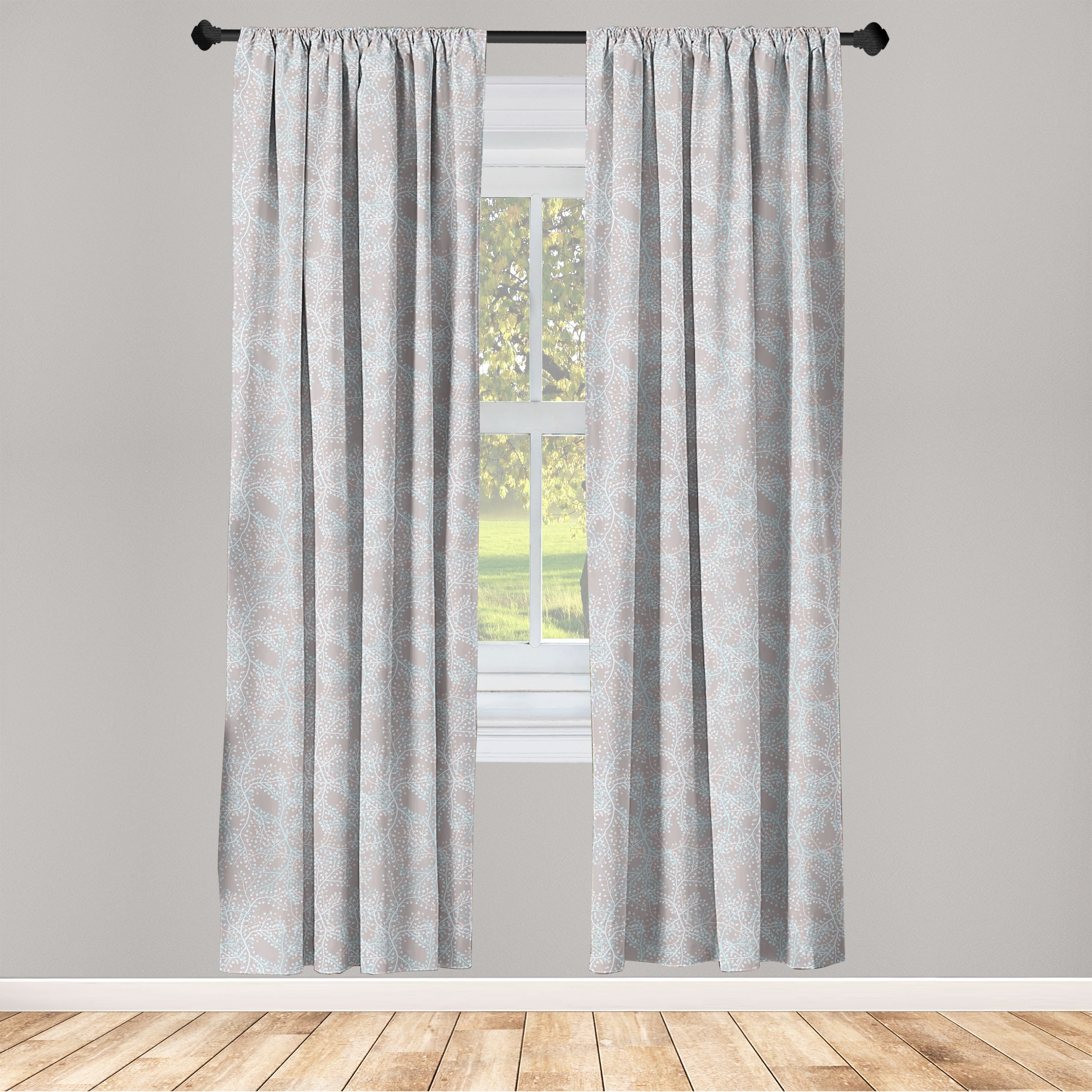 Nature Window Curtains, Swirly Branches Abstract Style of Botanical ...
