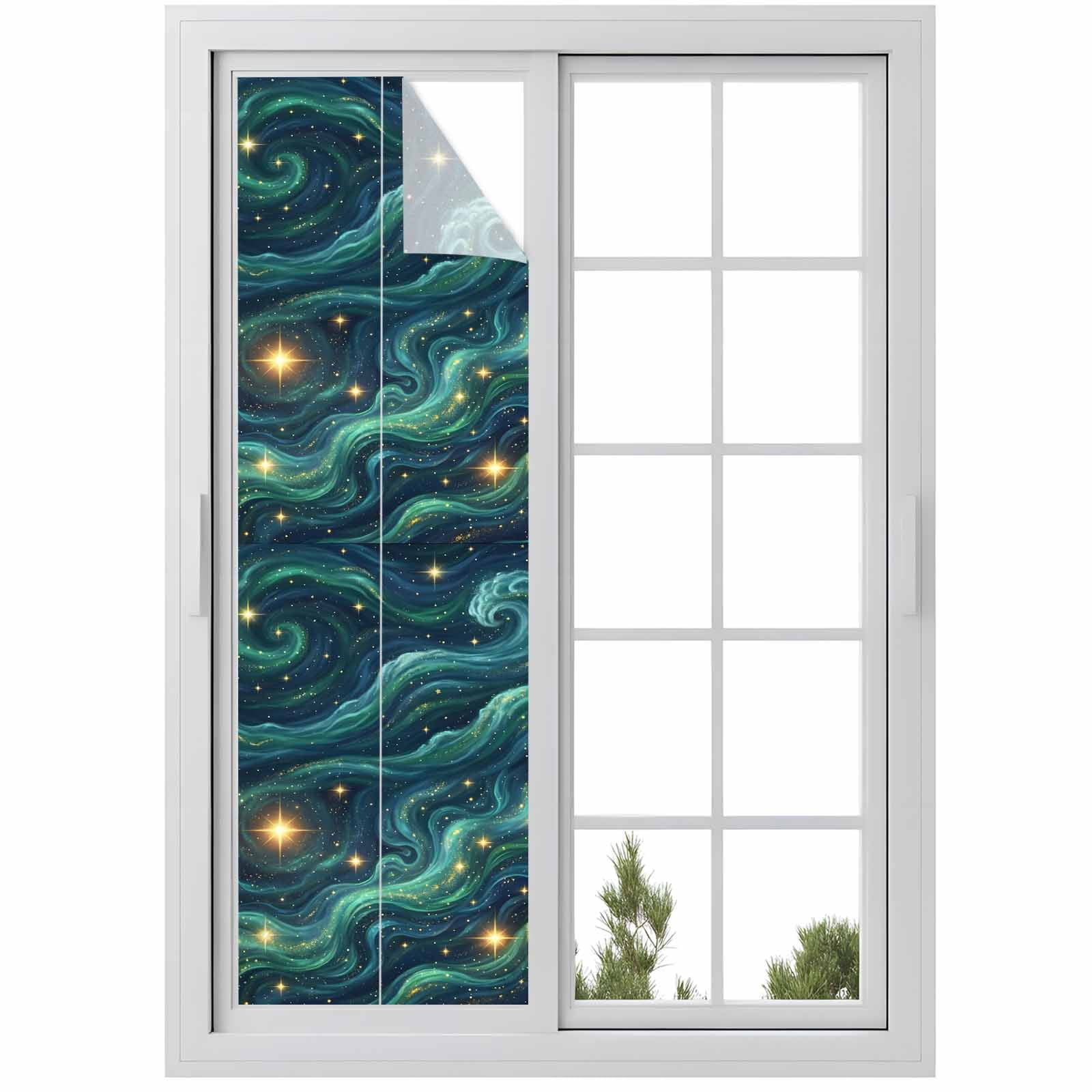 Nature Window Privacy Film, Fantasy Starry Sky Romantic Mystic Cosmic ...