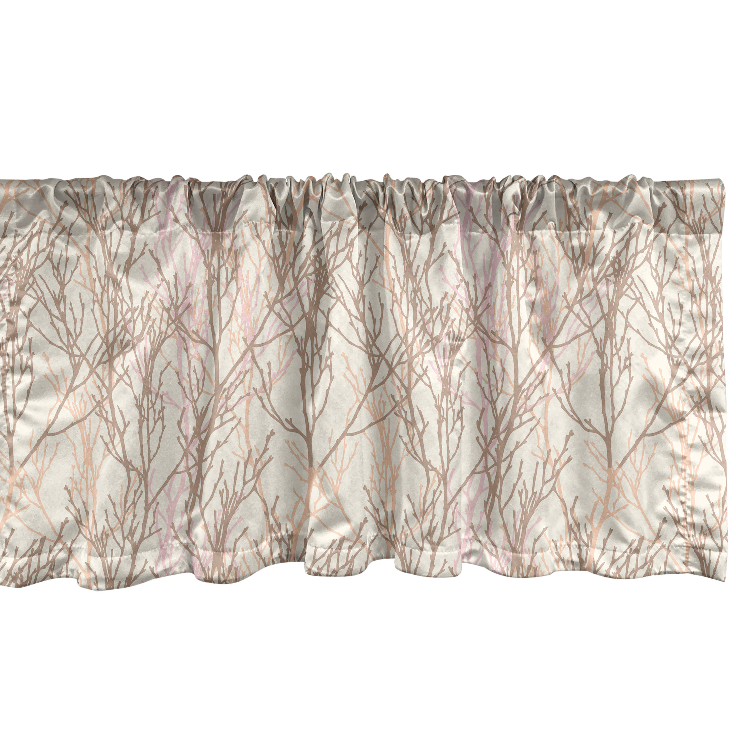 Nature Window Valance, Autumn Forest Branch Silhouette Pattern on Cream ...