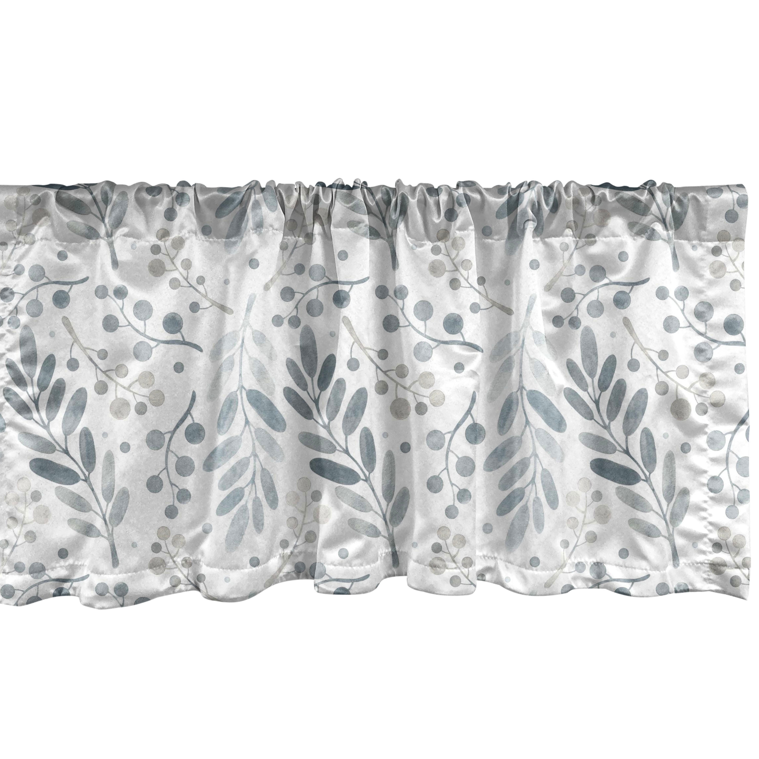 Nature Window Valance, Botanical Theme Minimalist Floral Sketch Pattern ...