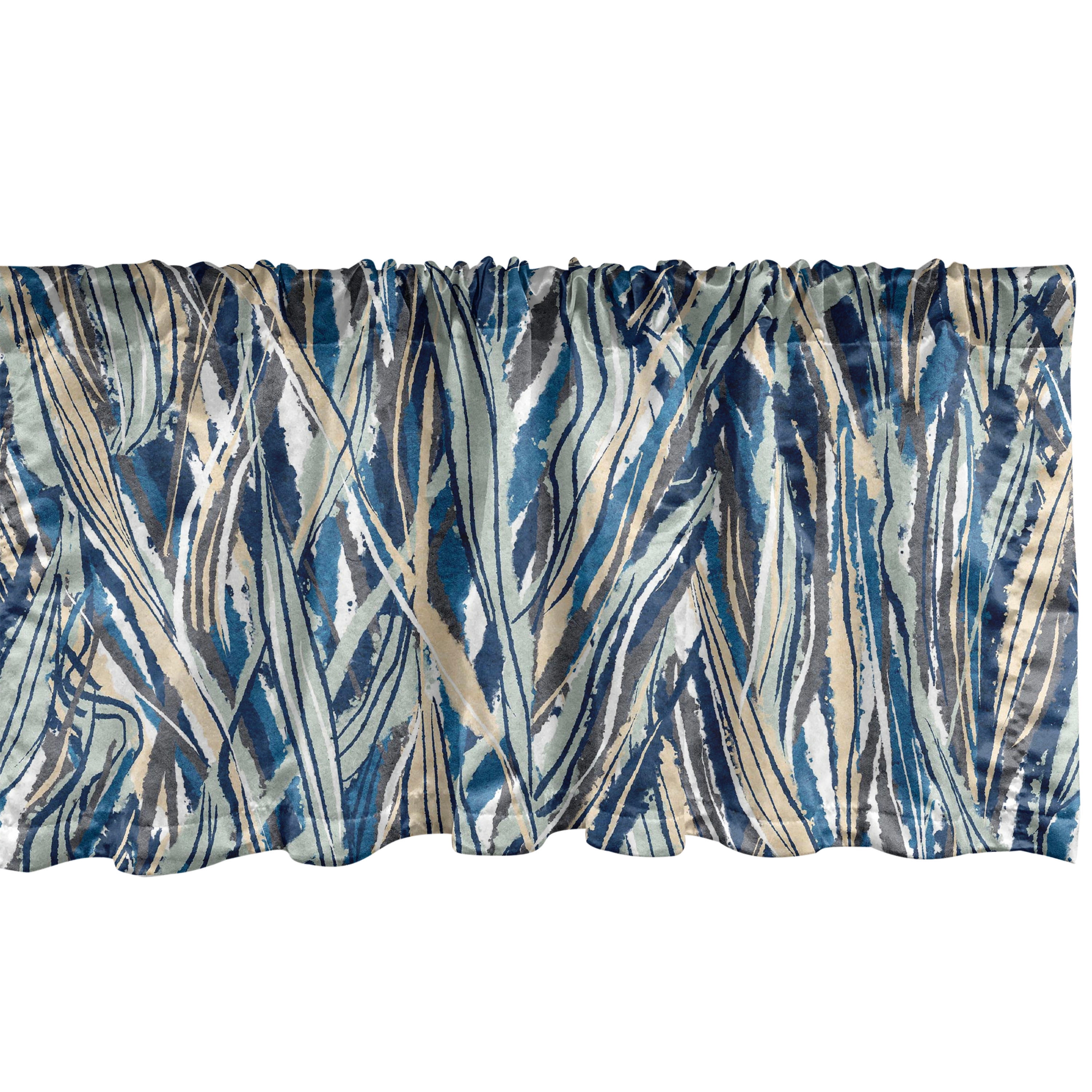 Nature Window Valance, Contemporary Themed and Leaves Drawing Artwork ...