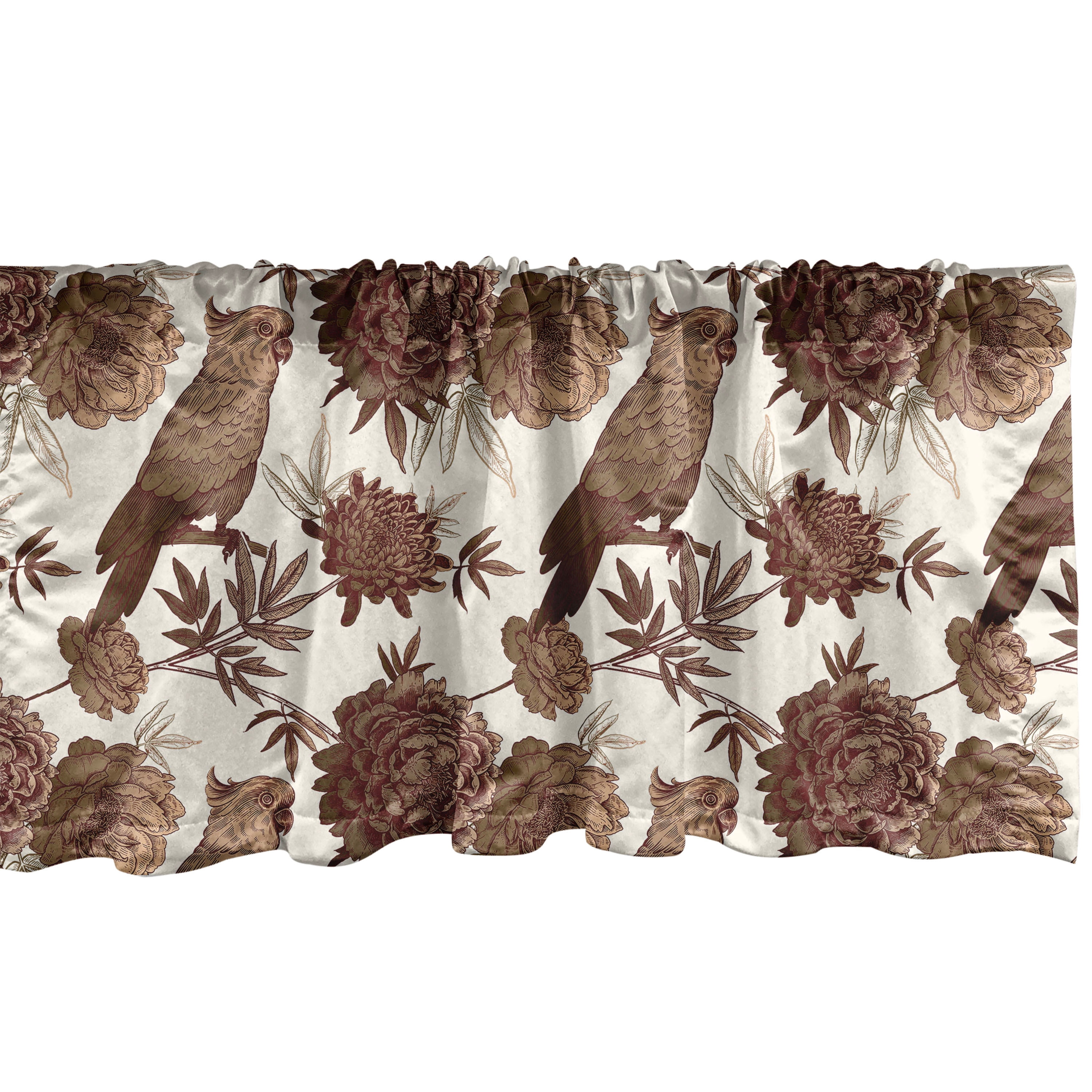 Nature Window Valance, Exotic Theme Asian Folk Inspired of Parrots ...