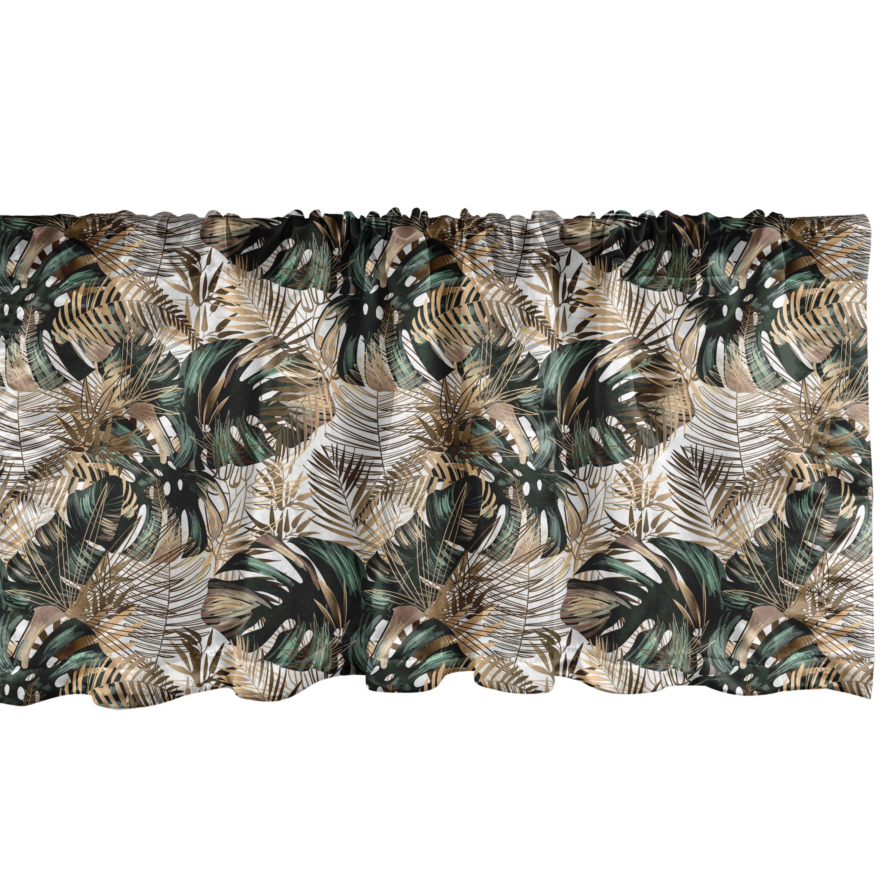 Nature Window Valance, Exotic Theme Digital Drawn Leaf Sketch Pattern ...