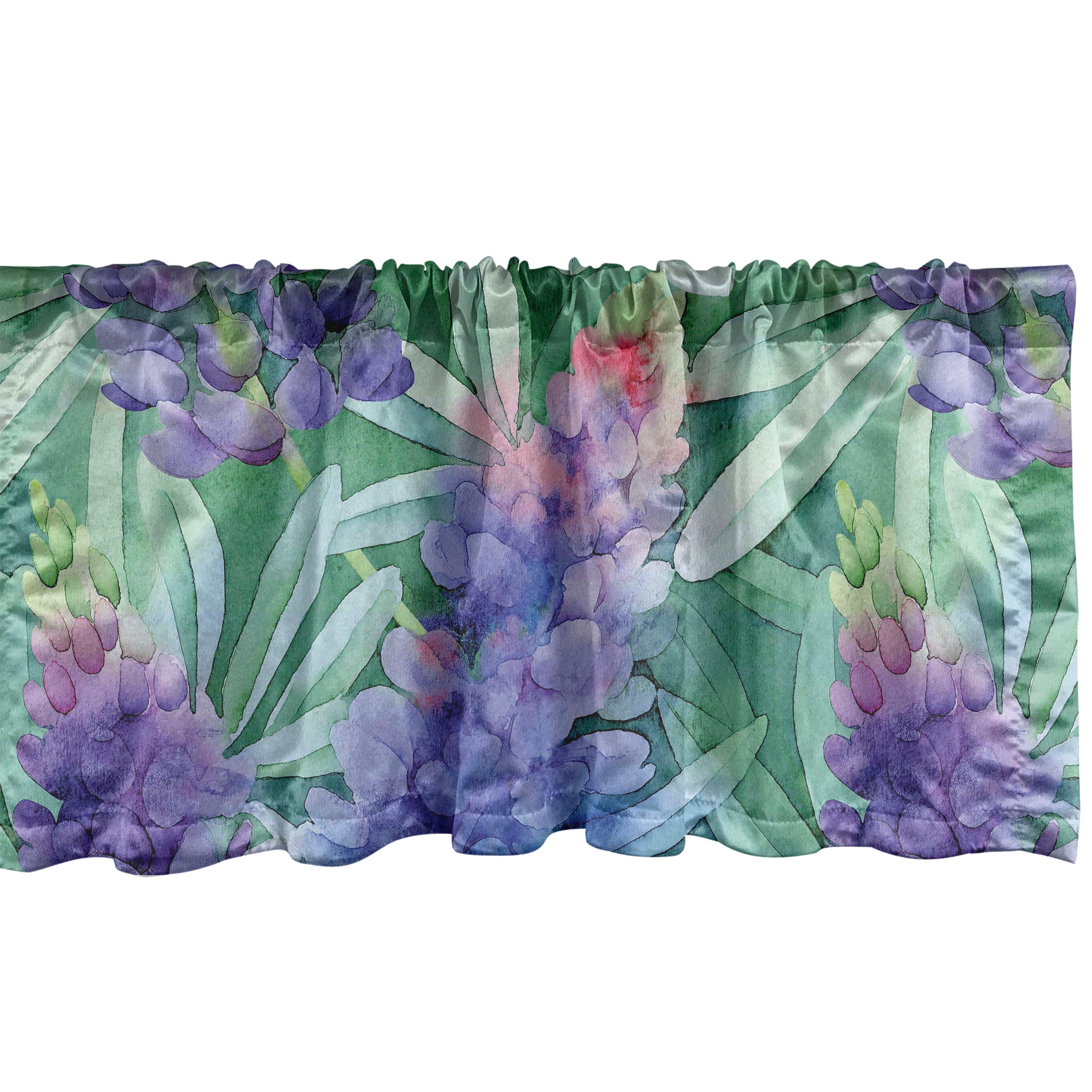 Nature Window Valance, Garden Inspired Botanical Lupine Sketch Pattern ...