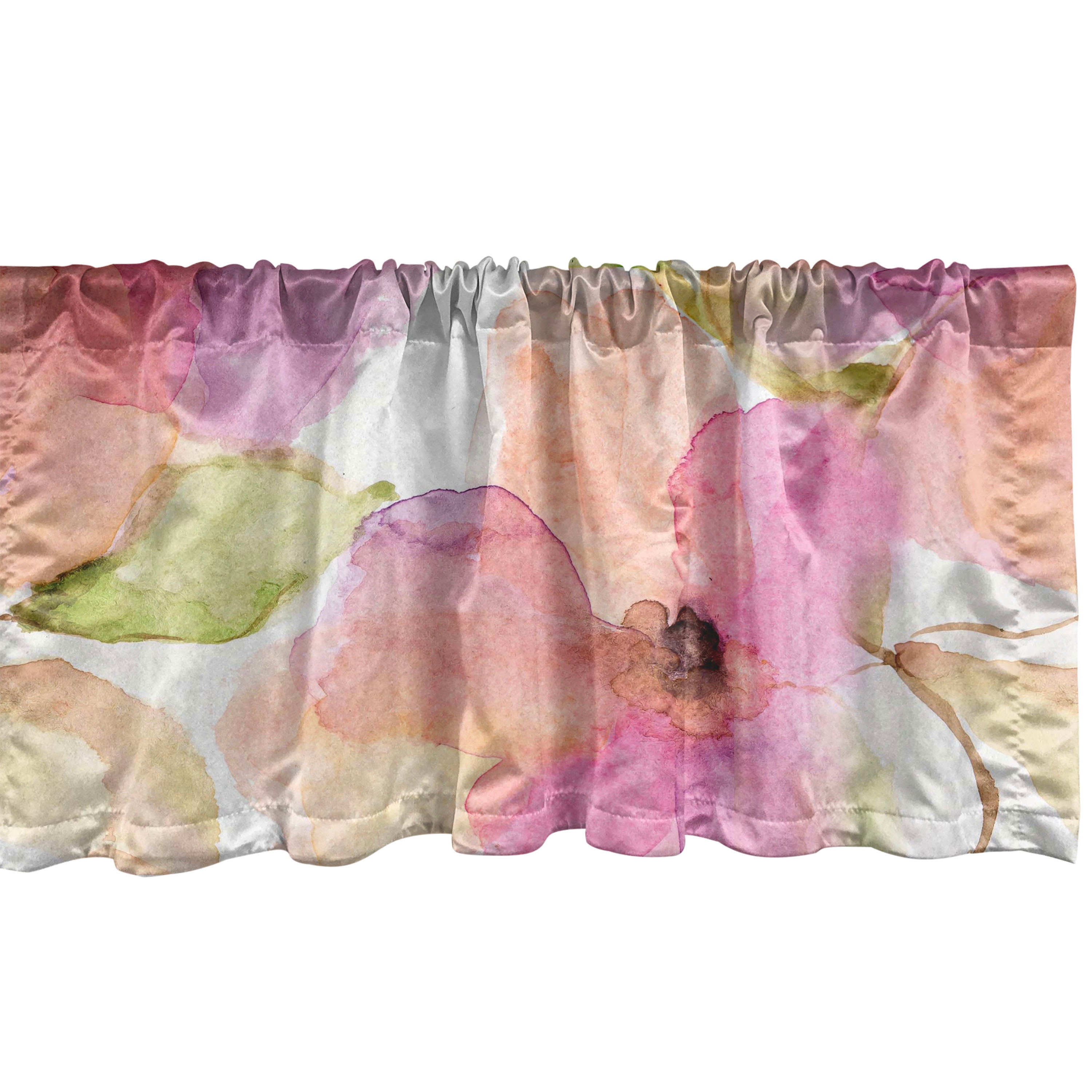 Nature Window Valance, Garden Themed Watercolor Flower Pattern in ...