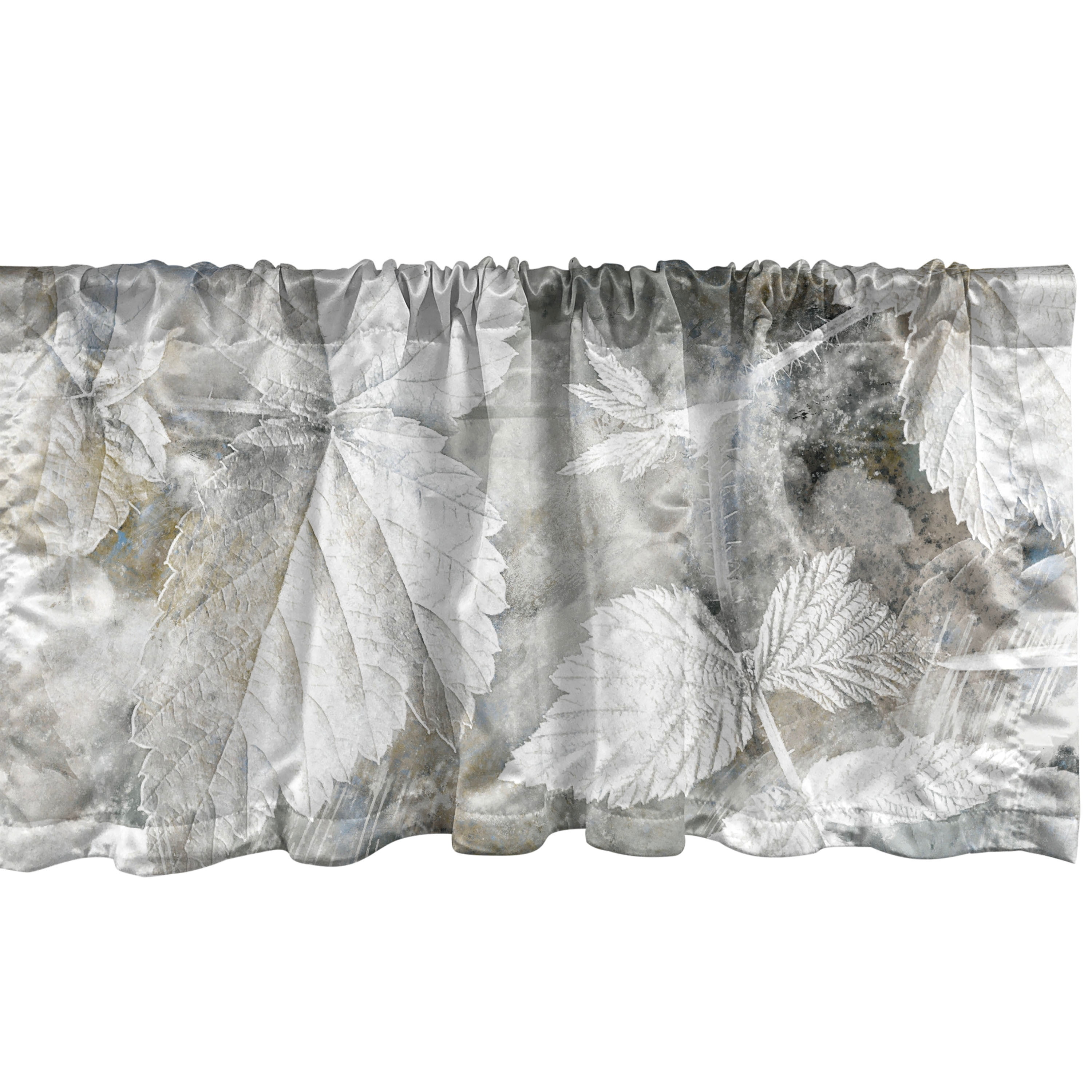 Nature Window Valance, Grungy Leaves Flowers Overlapped Abstract Nature ...