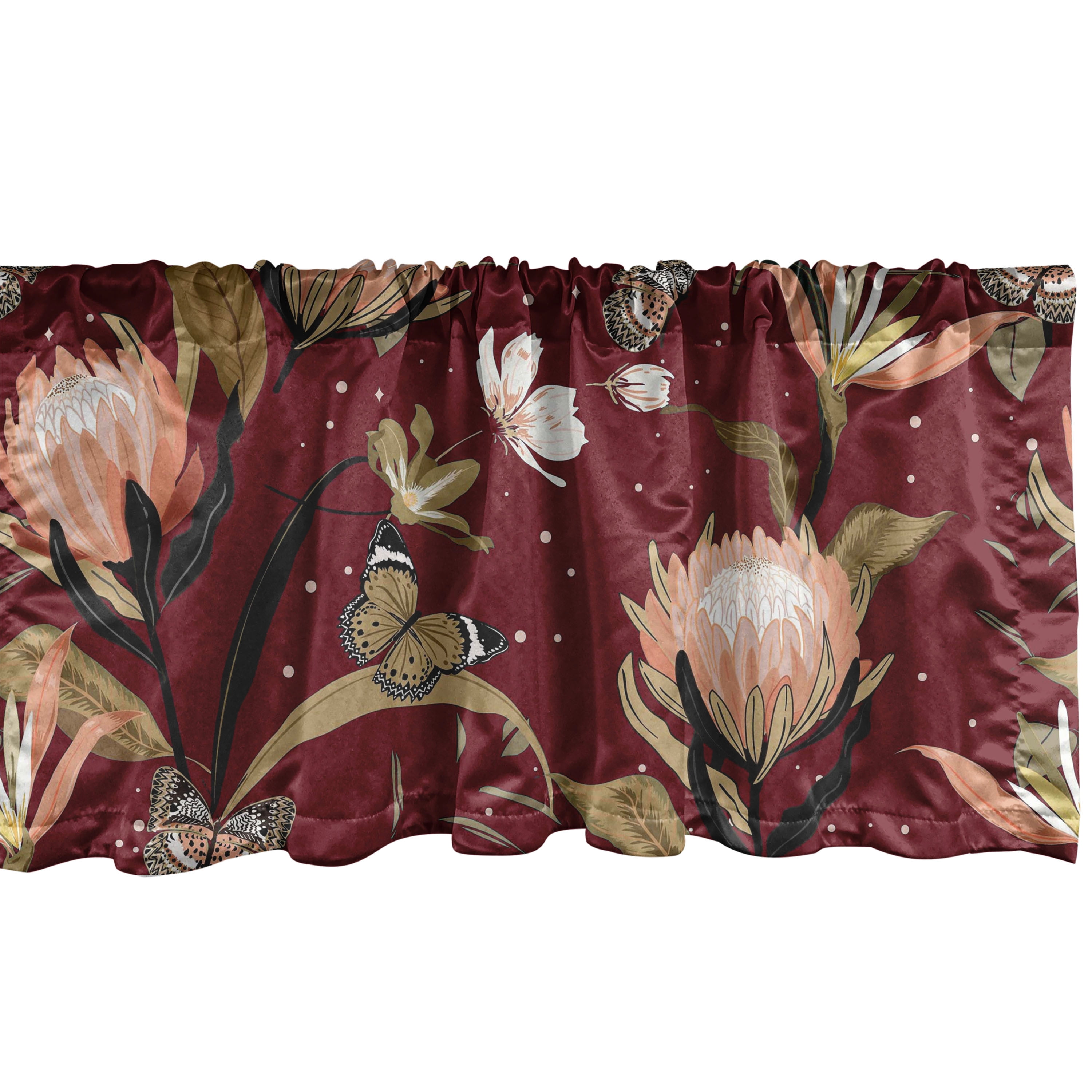 Nature Window Valance, Jungle Inspired Butterfly and Protea Flower ...