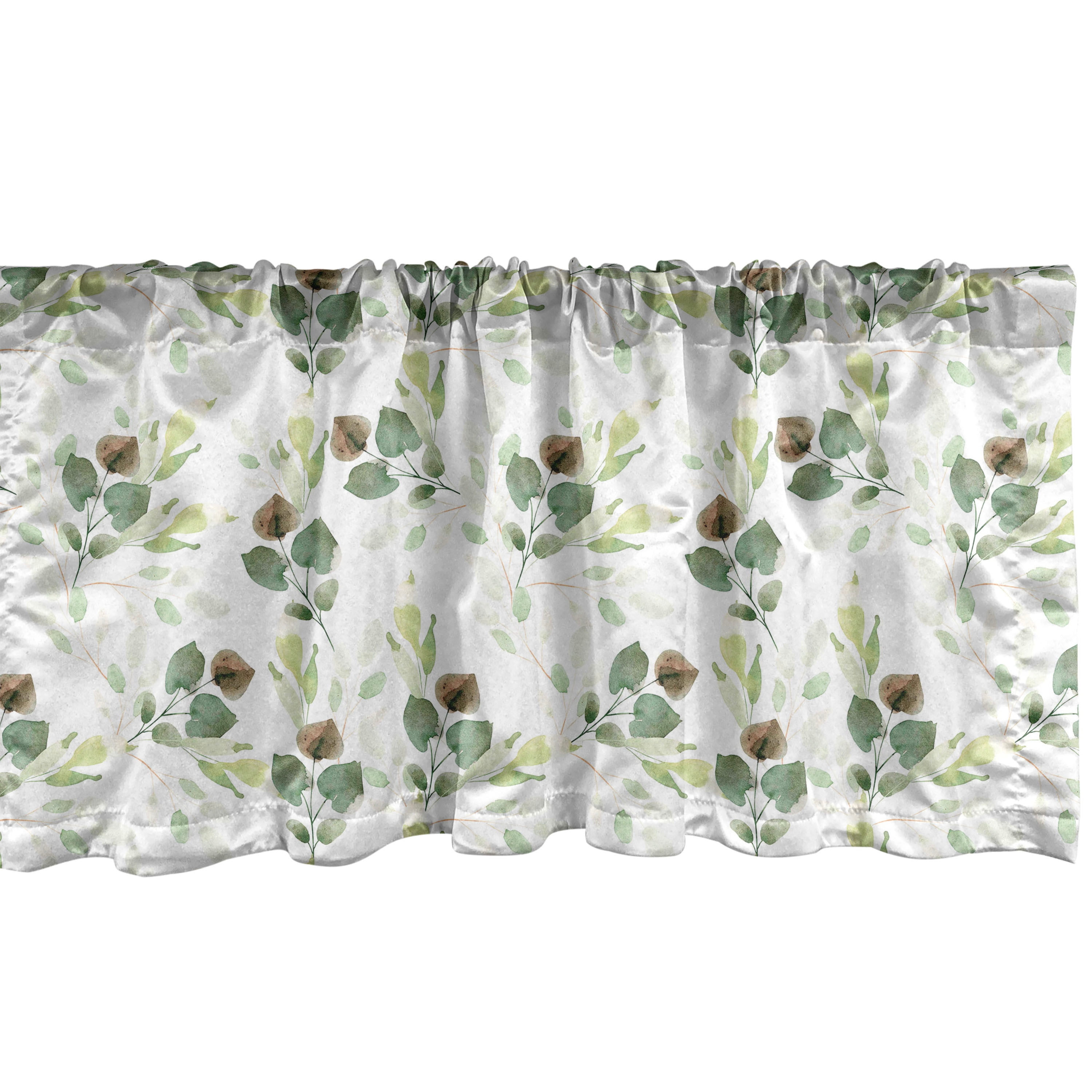 Nature Window Valance, Minimalist Style Watercolor Leaves and Branches ...