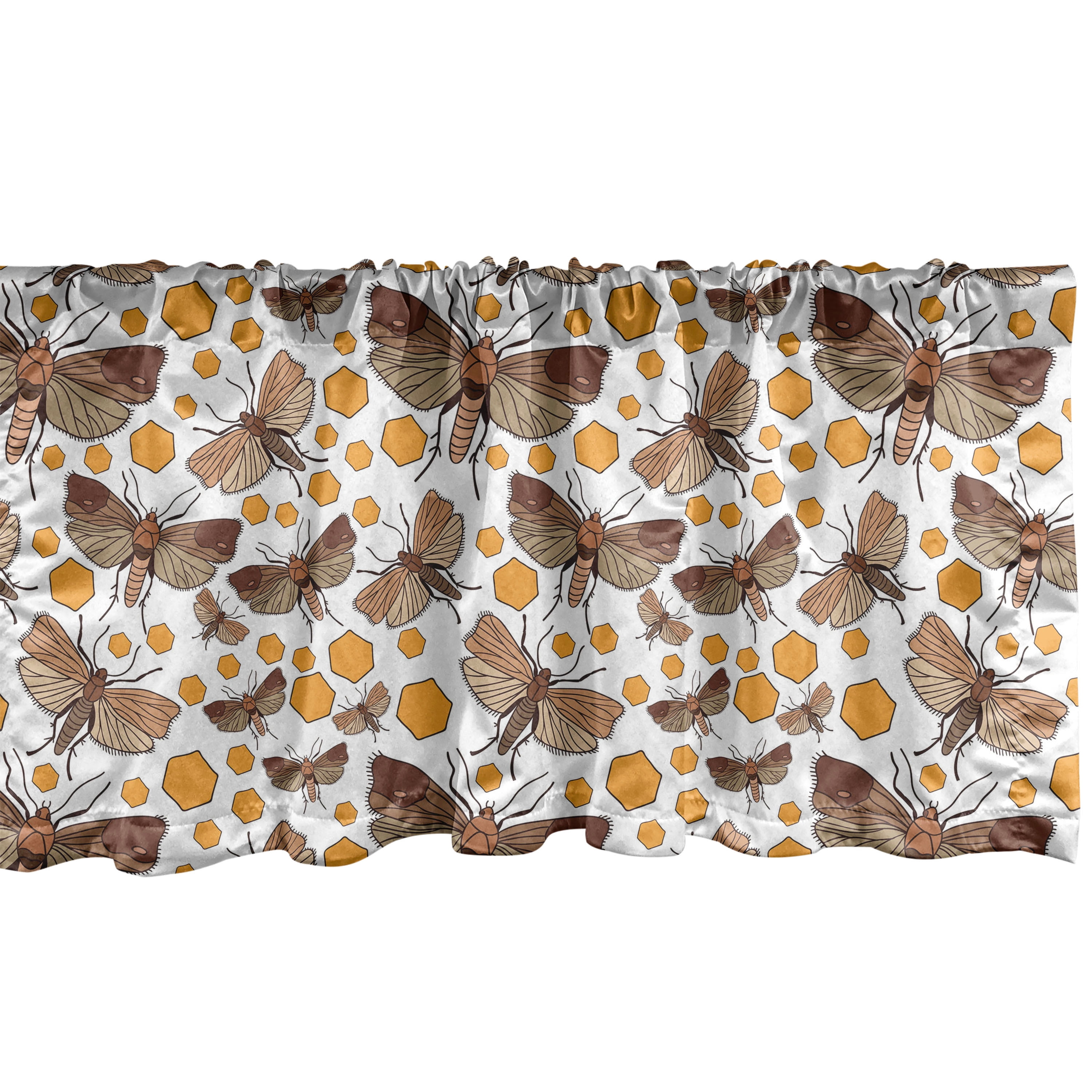 Nature Window Valance, Moth Pattern With Honeycomb Hexagonal Shapes ...