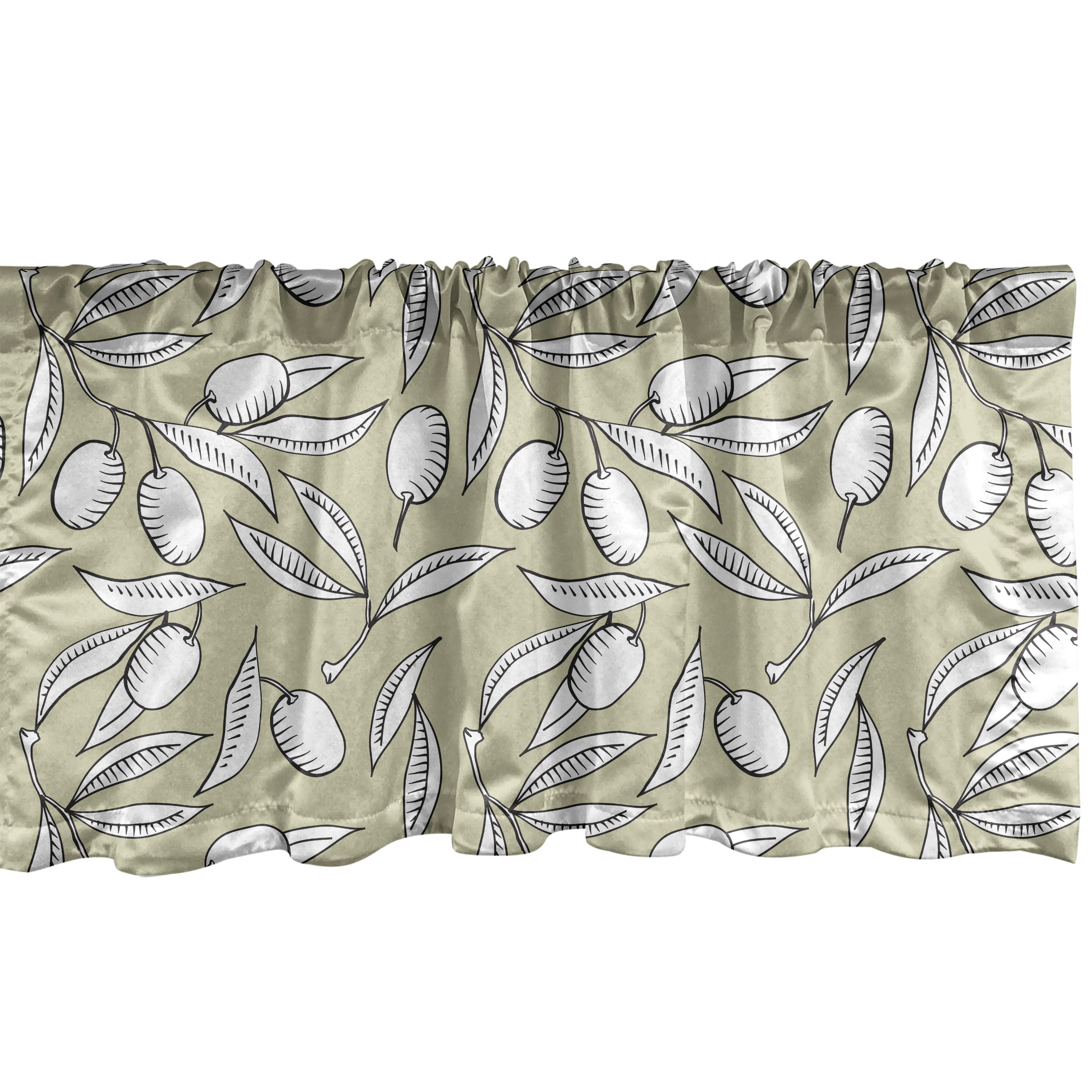 Ambesonne Nature Window Valance, Olive Tree Branches Design, 42" x 12 ...