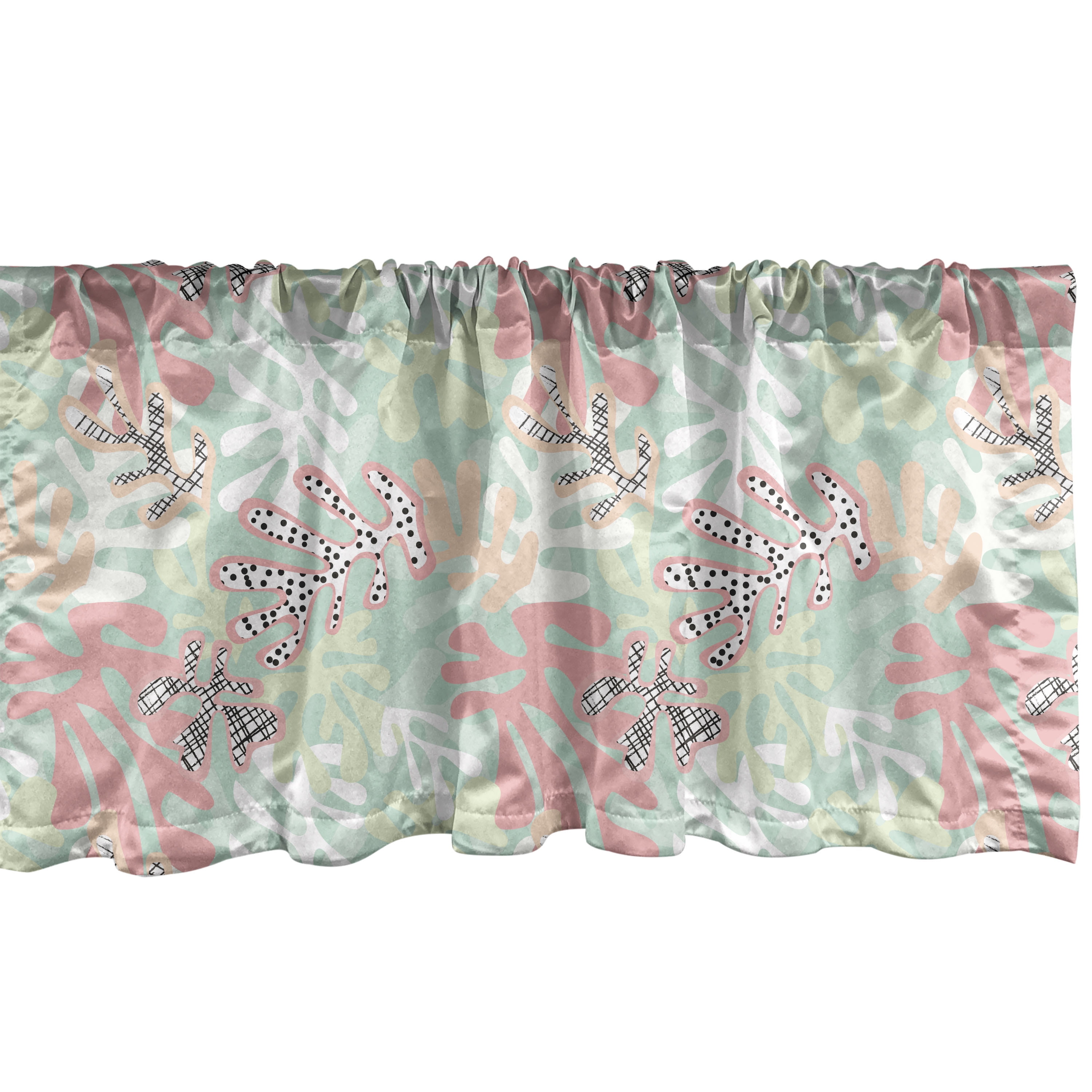 Ambesonne Nature Valance Pack of 2, Pastel Tone Leaf Coral Look, 54"X12 ...