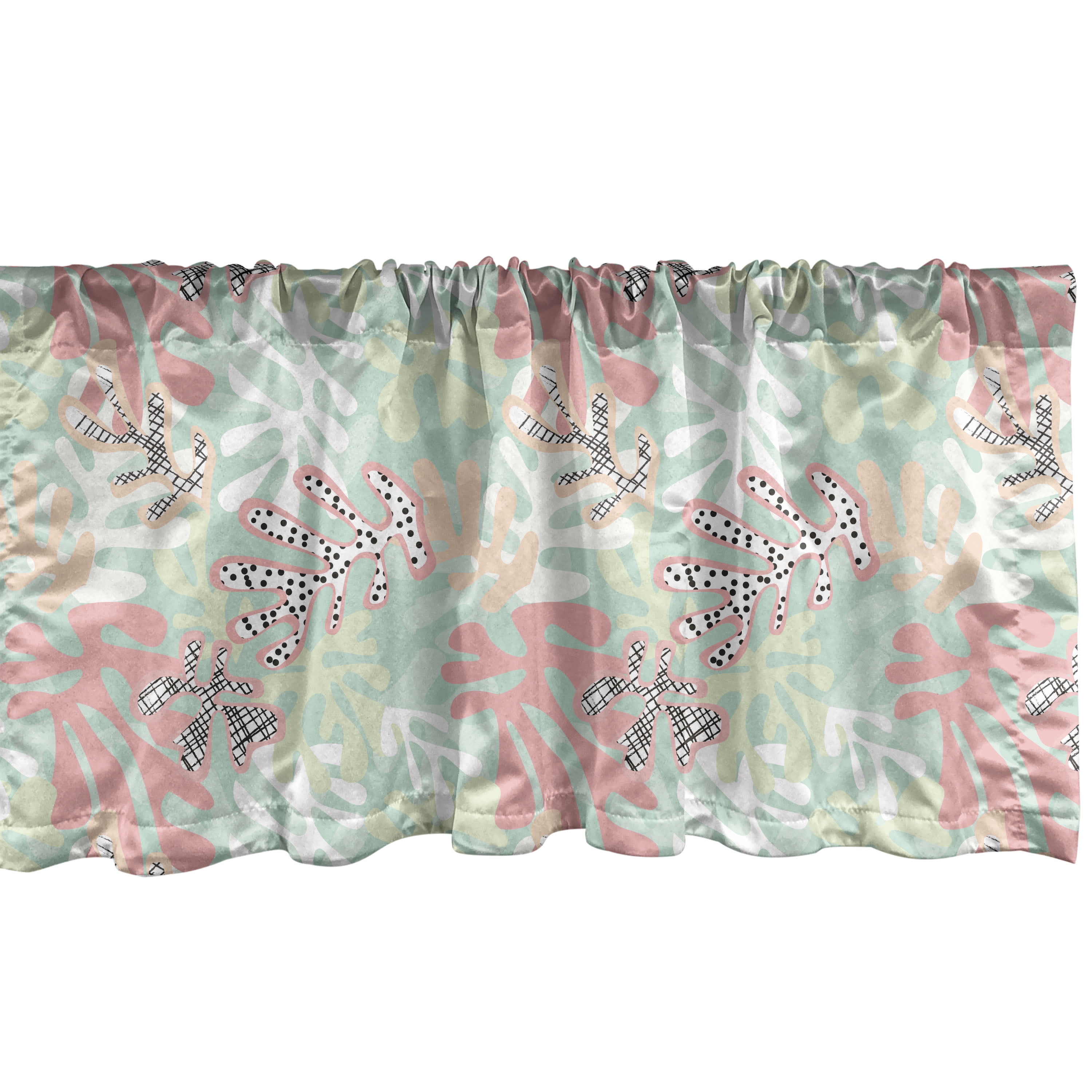 Ambesonne Nature Valance Pack of 2, Pastel Tone Leaf Coral Look, 54"X18 ...