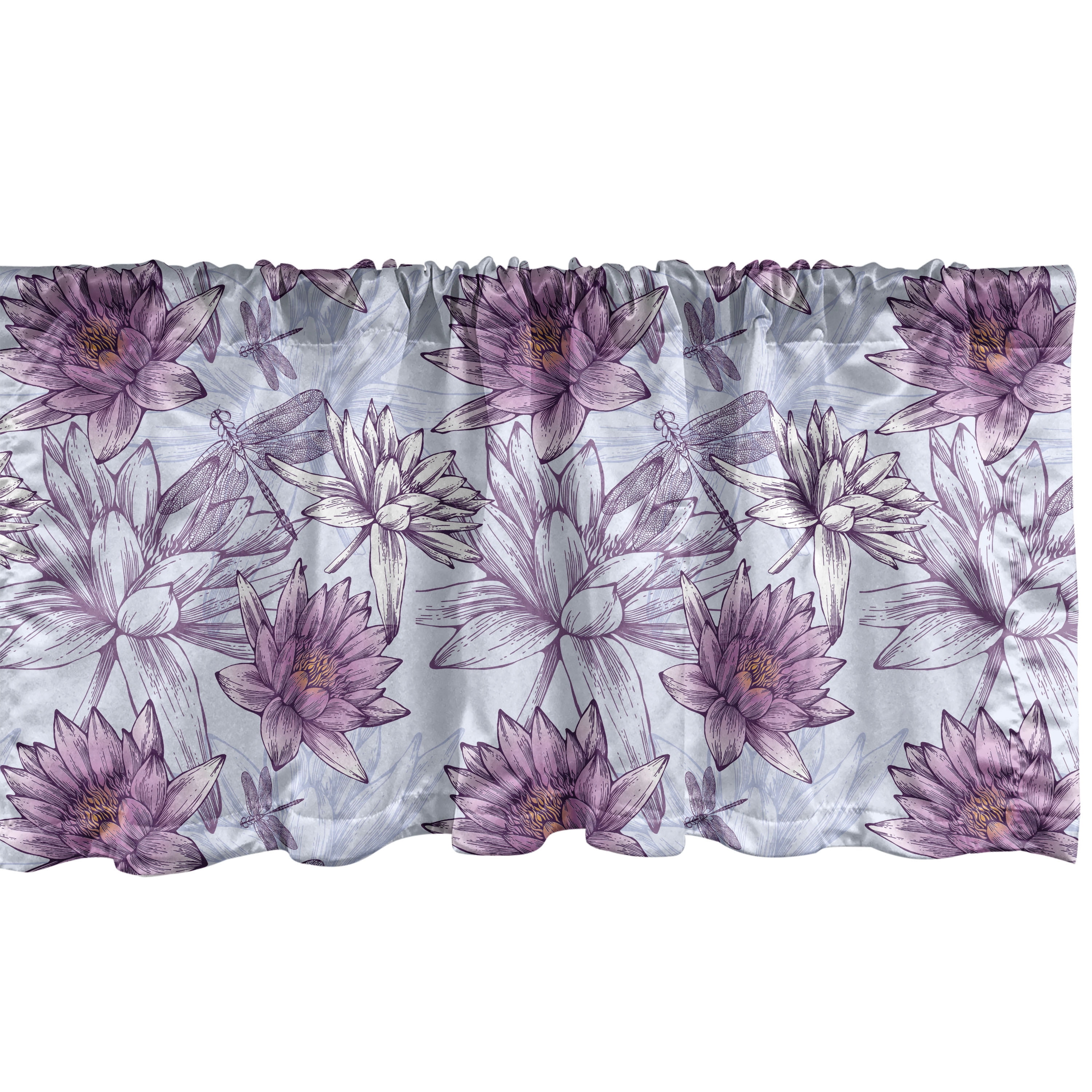 Ambesonne Nature Valance Pack of 2, Water Lilies and Drogonflies, 42 ...