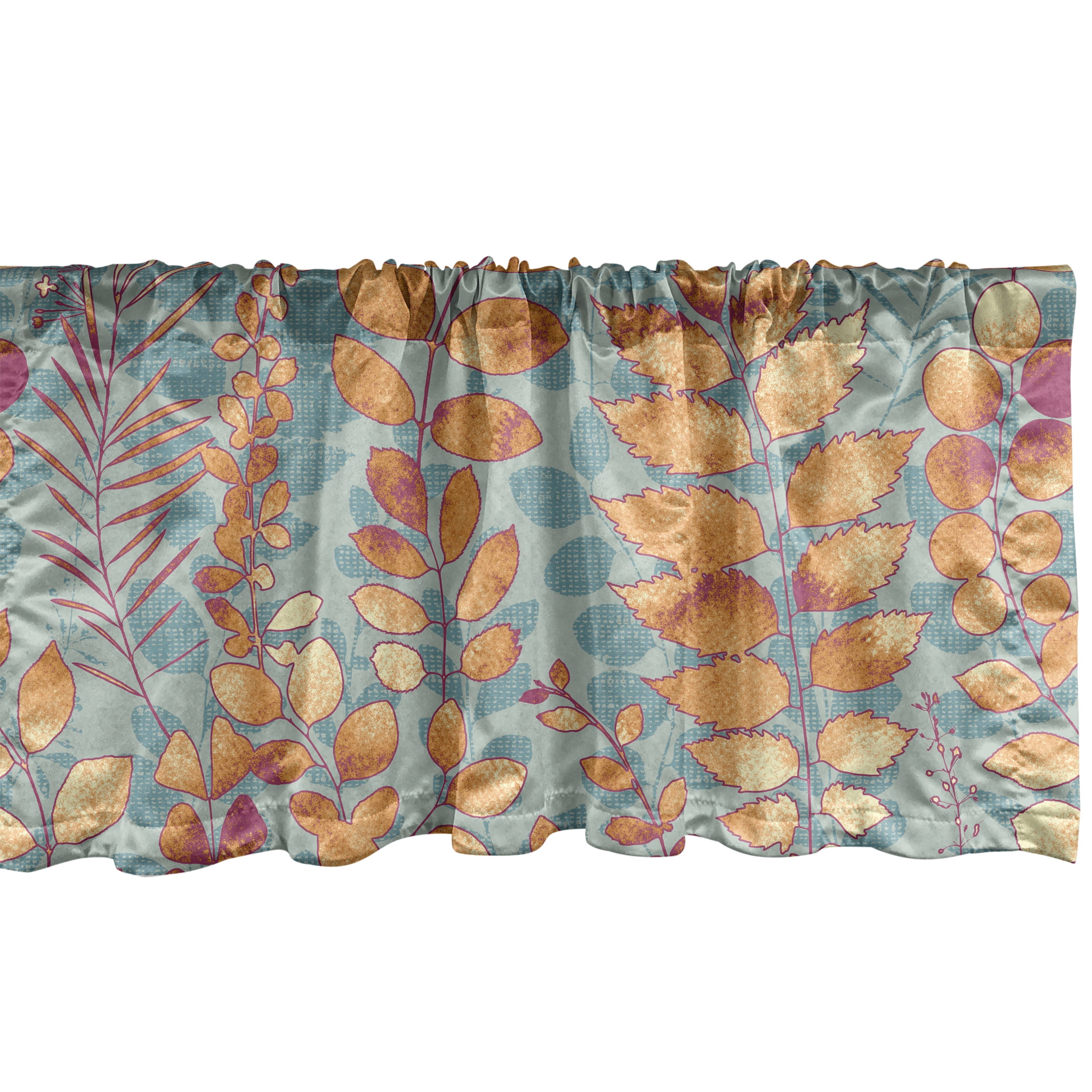 Nature Window Valance, Repetitive Leaves Pattern in Warm Colors ...