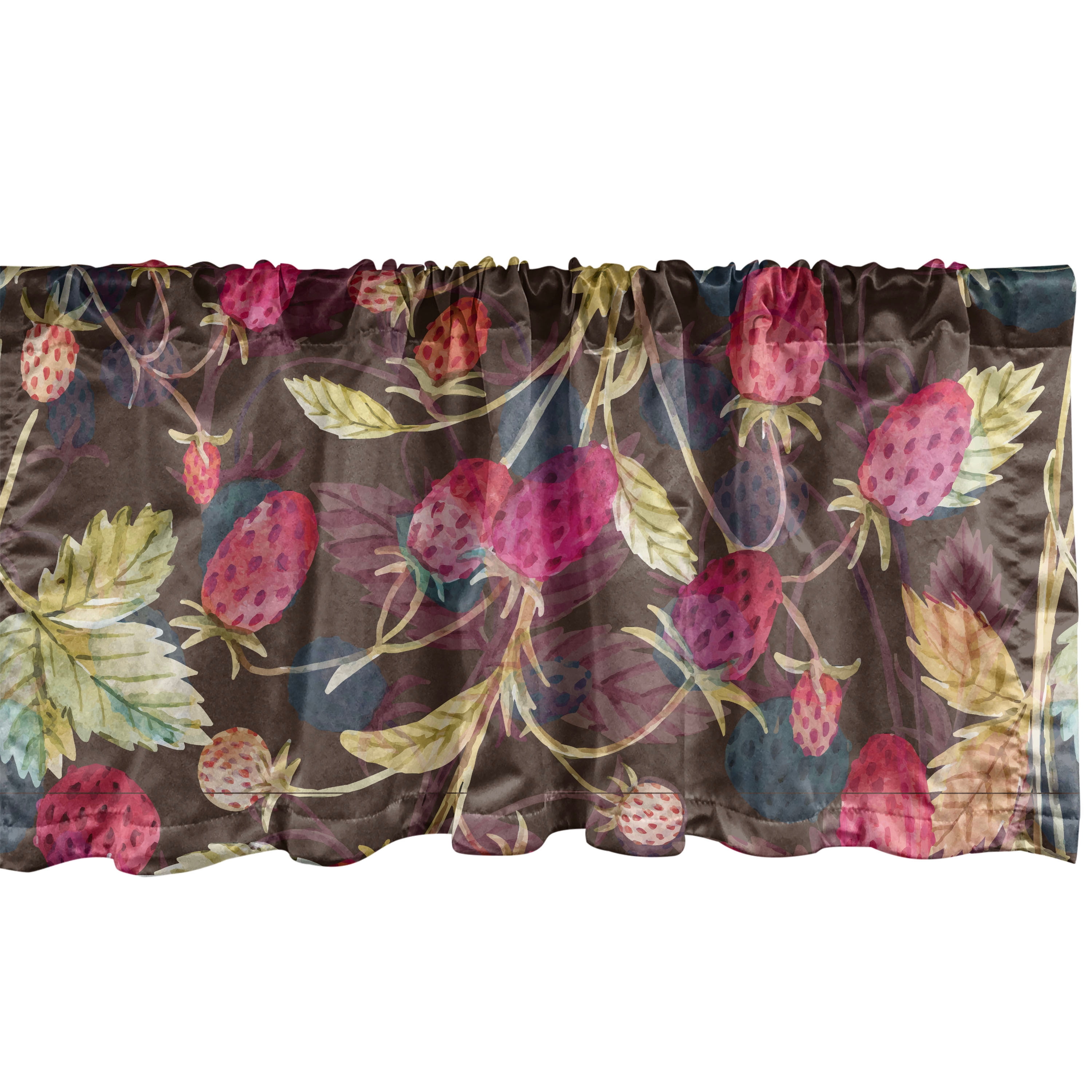Nature Window Valance, Summer Concept Continuous Strawberries and ...