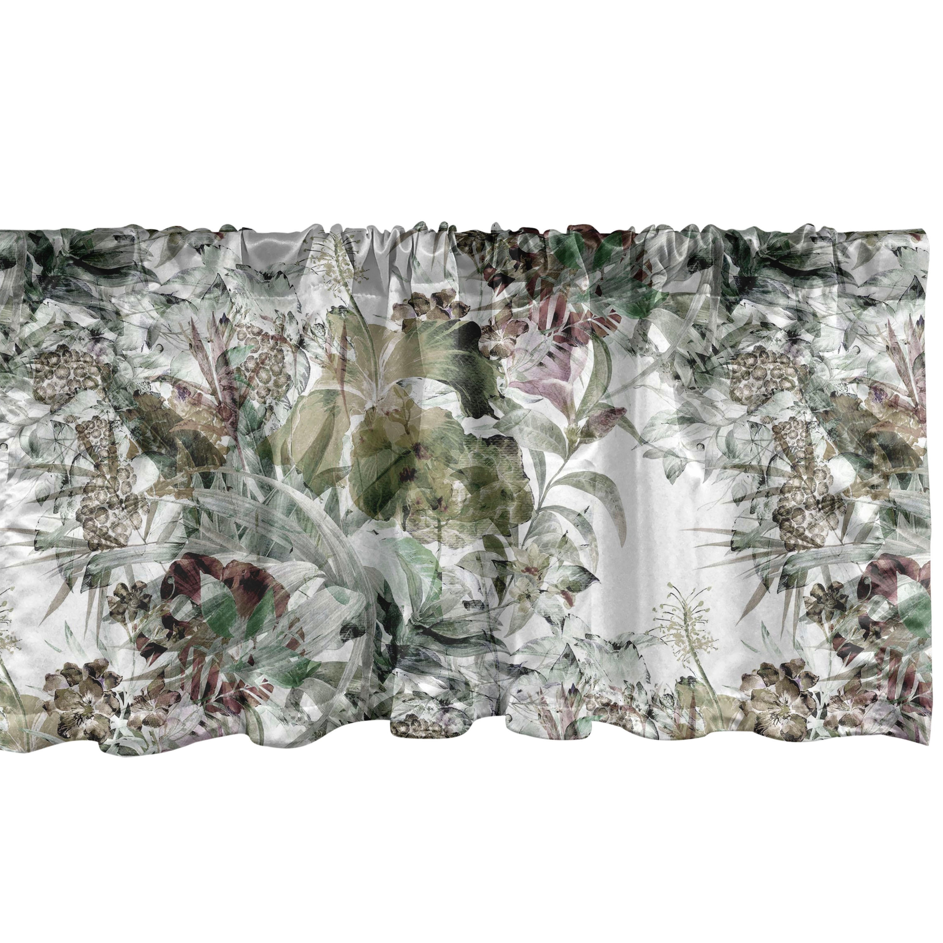 Nature Window Valance, Vintage Watercolor Botanical Composition with ...