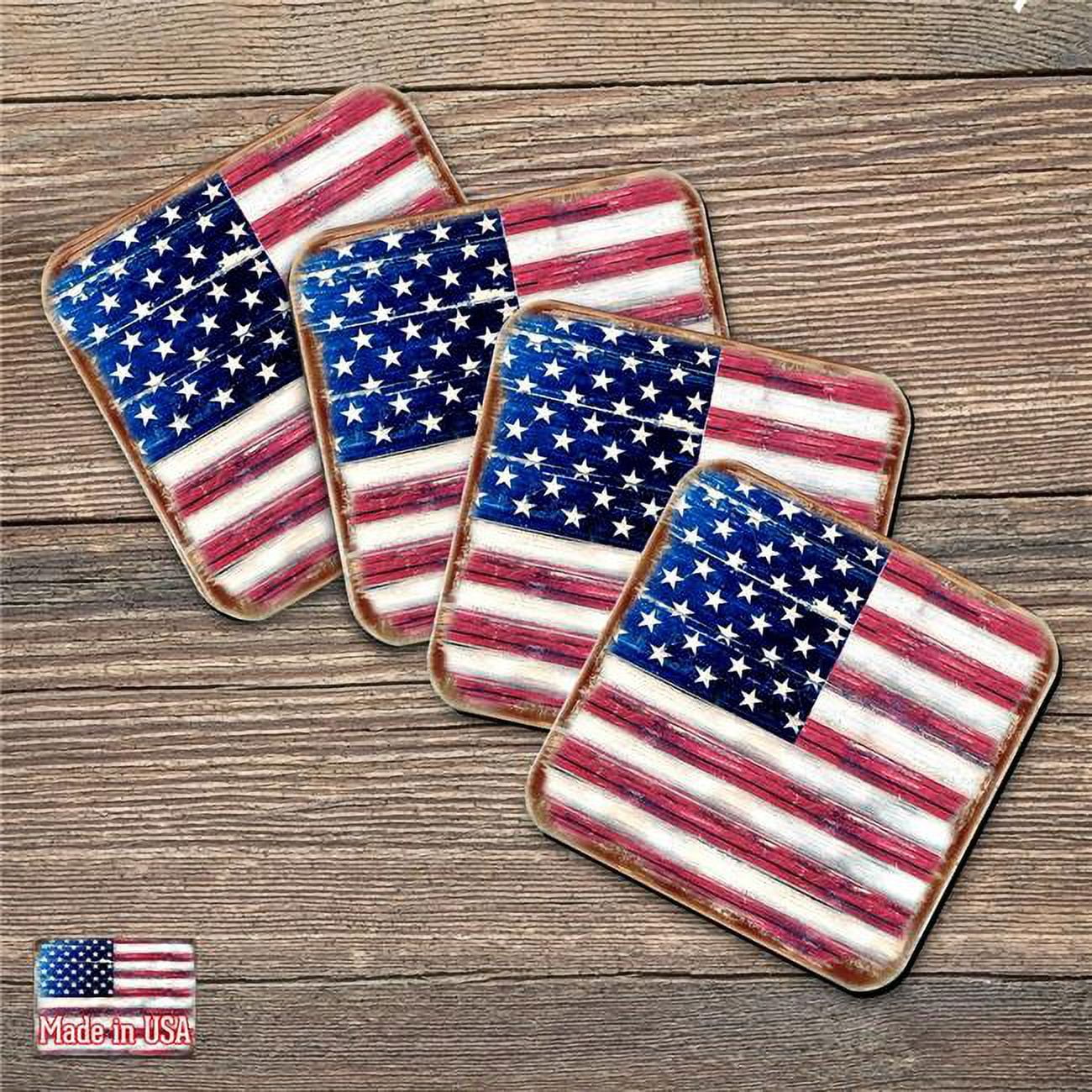 American Freedom Wooden Cork Coasters Gift Set of 4 by Nature Wonders ...