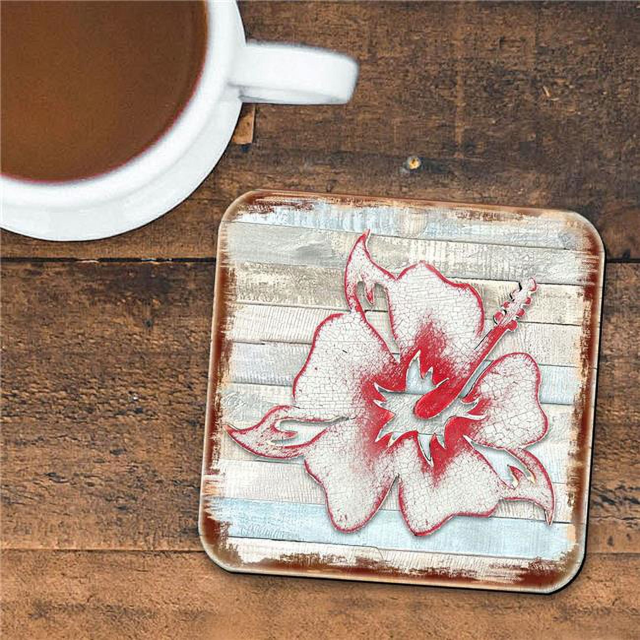 Nature Wonders 8198421-9C-S4 4 x 4 in. Hibiscus Flower Wooden Cork ...