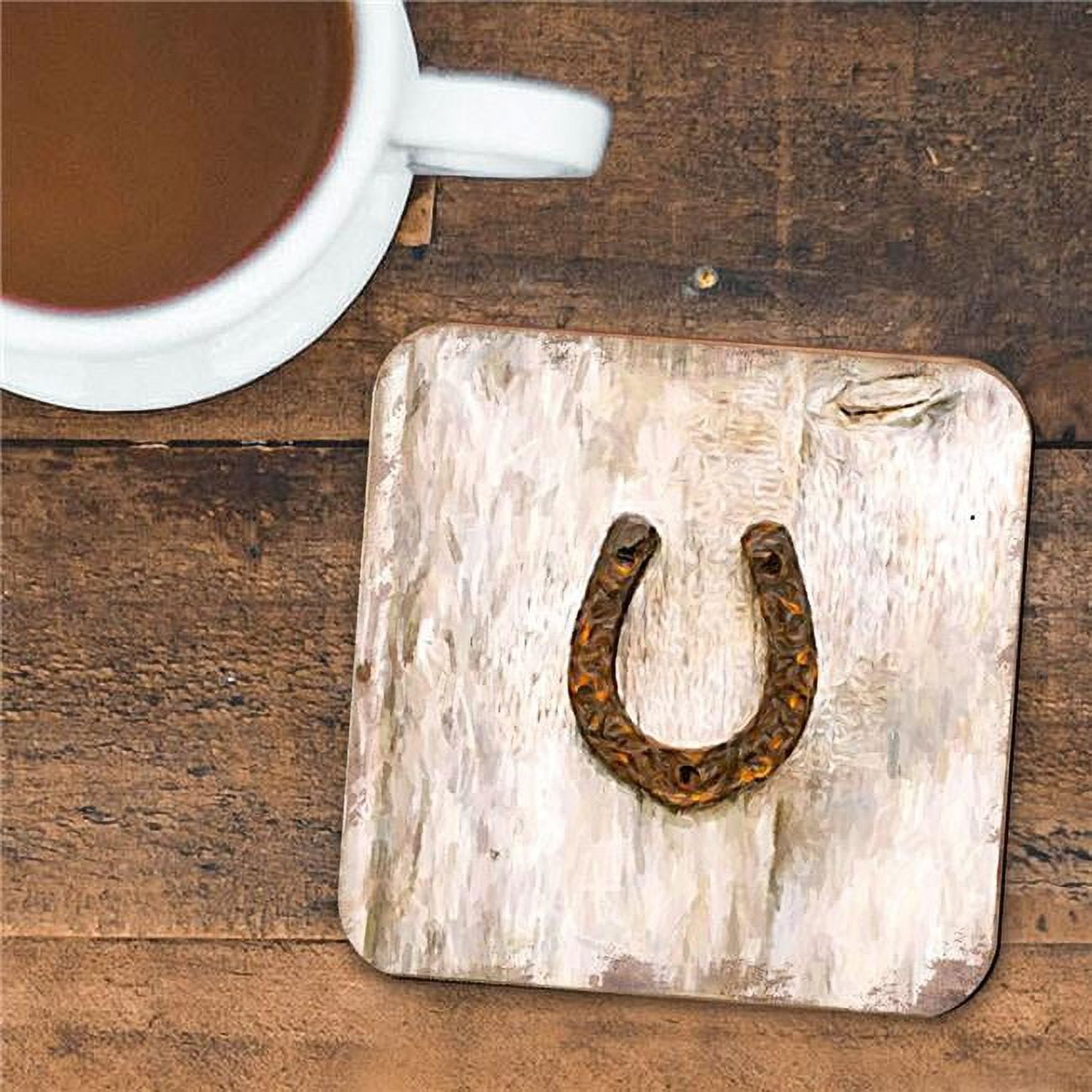 Nature Wonders 8198622C-S4 4 x 4 in. Horseshoe Art Wooden Cork Coasters ...