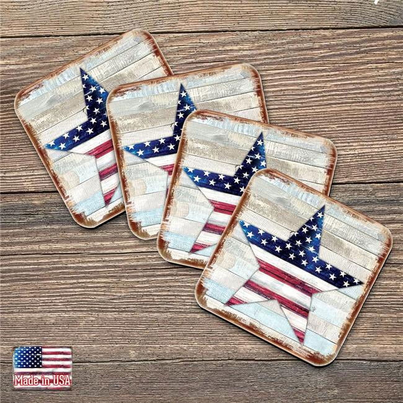 Nature Wonders 8198917C-S4 4 x 4 in. American Star Wooden Cork Coasters ...