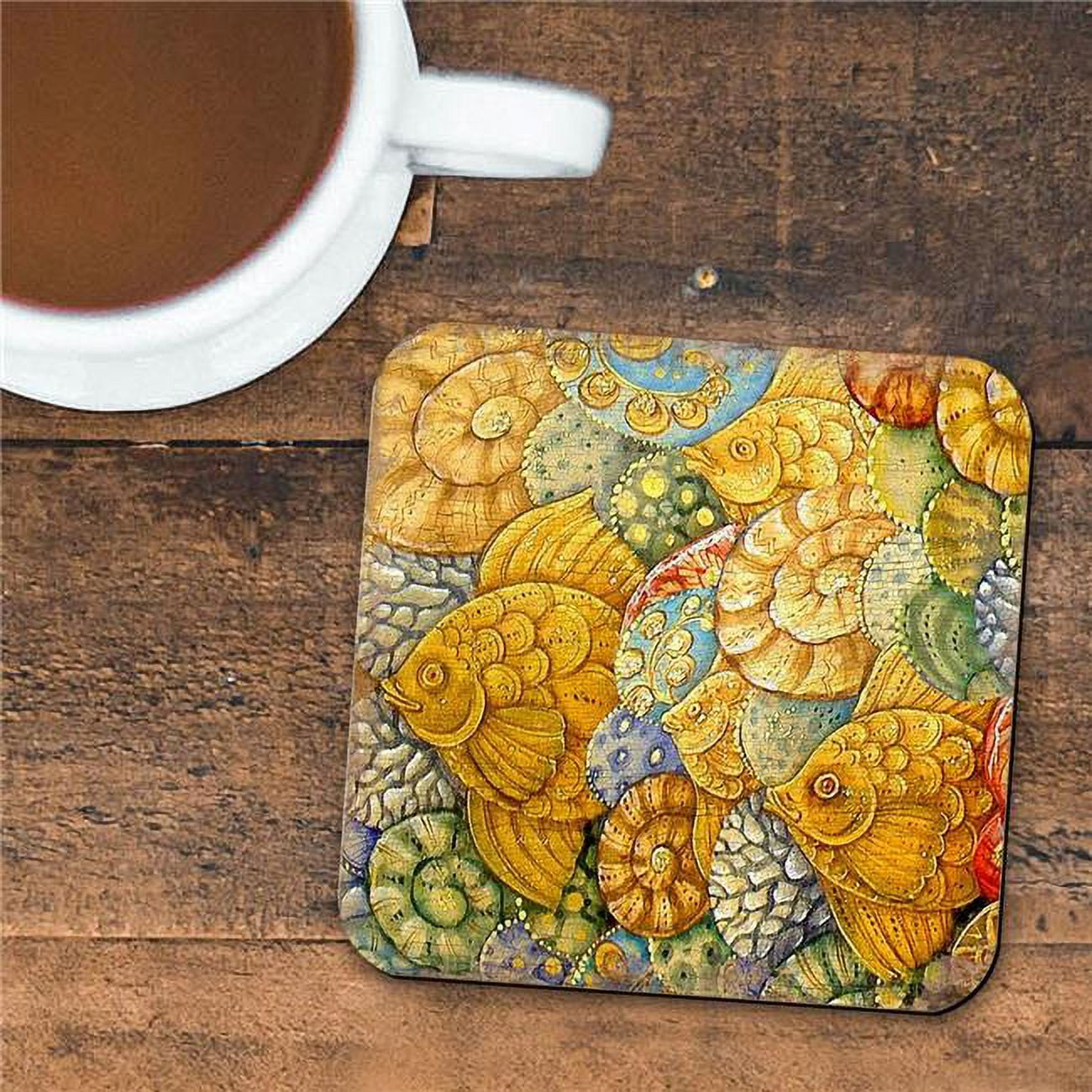 Nature Wonders 95018C-S4 4 x 4 in. Fish Coastal Art Wooden Cork ...