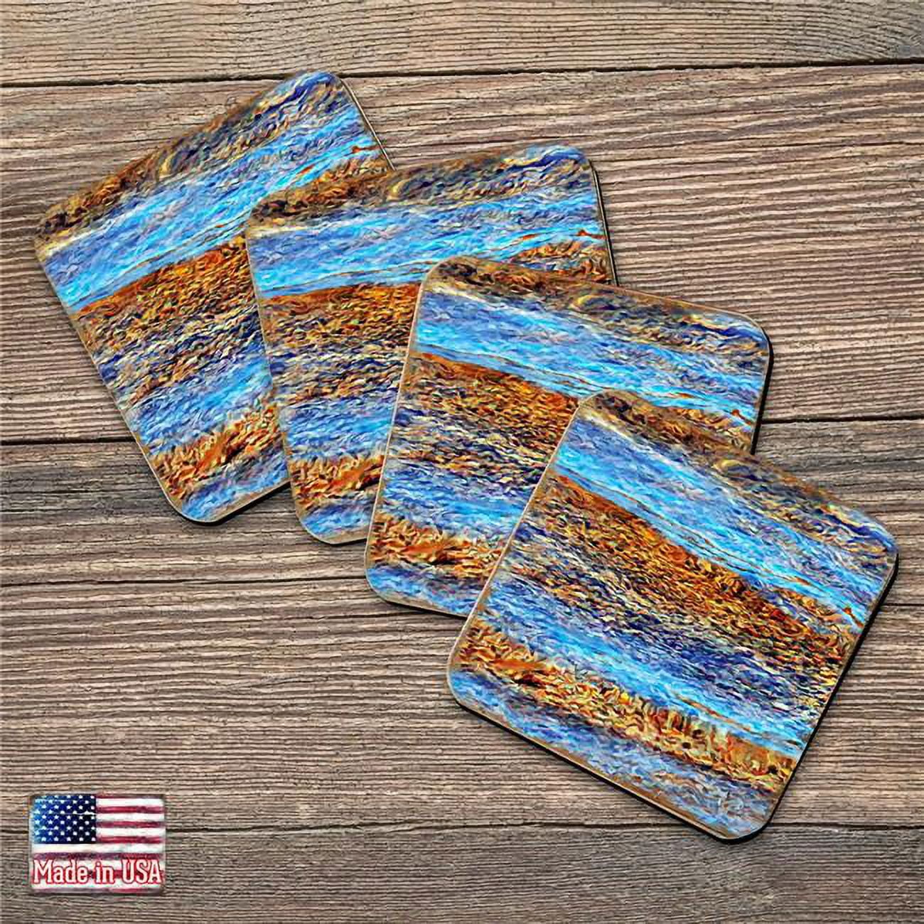 Nature Wonders 95354C-S4 4 x 4 in. Beach Waves Coastal Wooden Cork ...