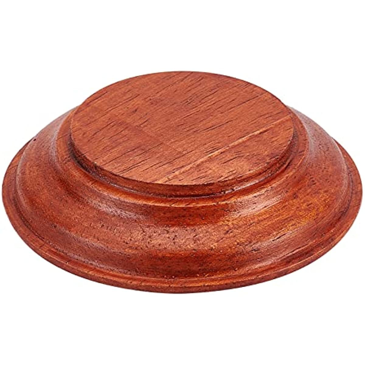Nature Wood Display Base Round Orange Red Wooden Base 3.8x0.8 inch Wood ...