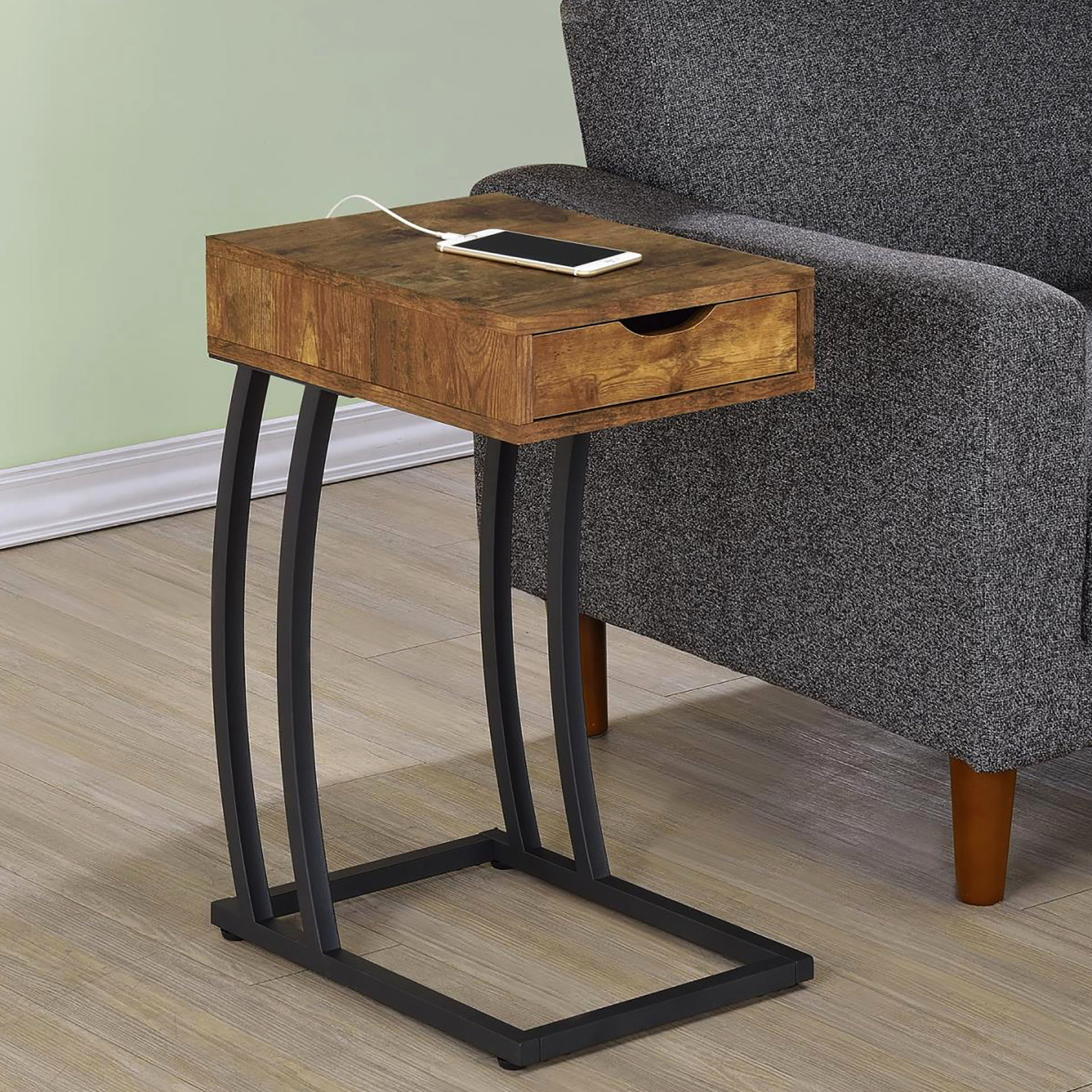 Nature - inspired accent table with antique nutmeg finish and storage ...
